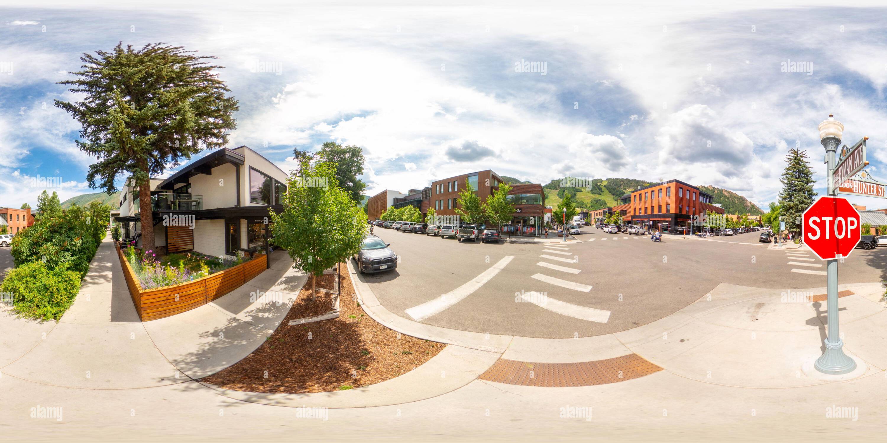 360° view of Aspen, CO, USA - July 27, 2023: 360 equirectangular ...