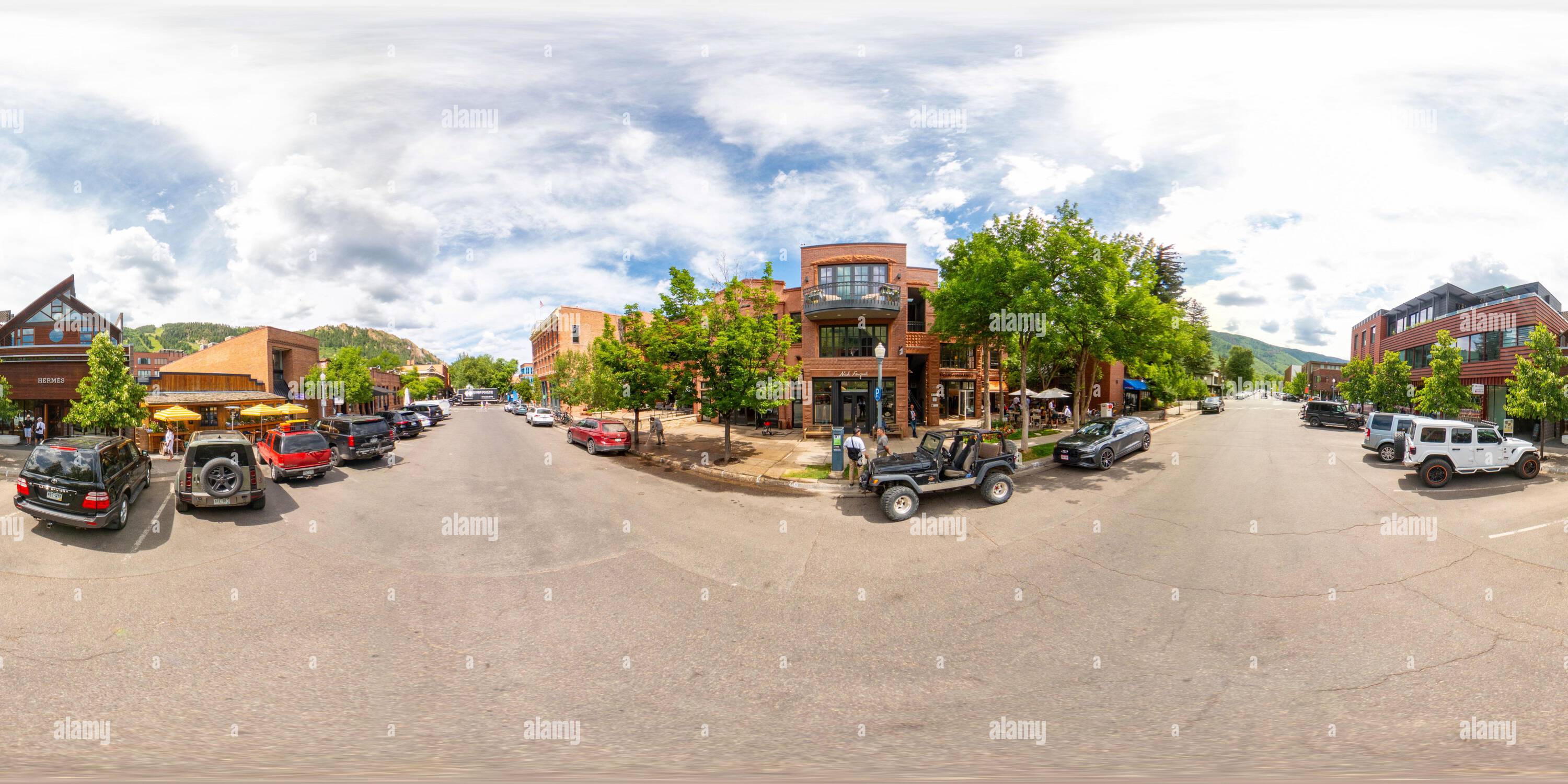 360° view of Aspen, CO, USA - July 27, 2023: 360 equirectangular ...