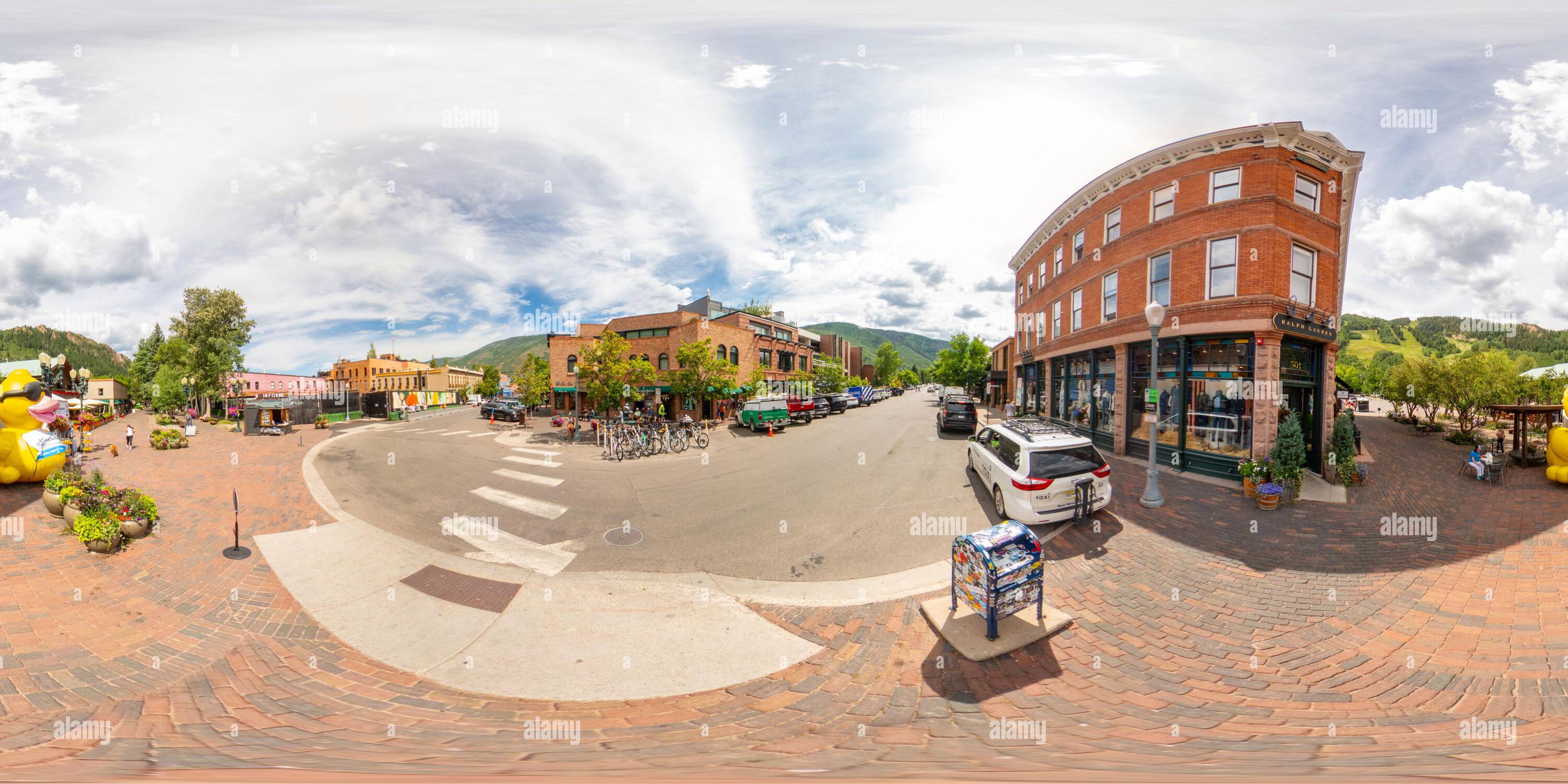 360° view of Aspen, CO, USA - July 27, 2023: 360 equirectangular ...