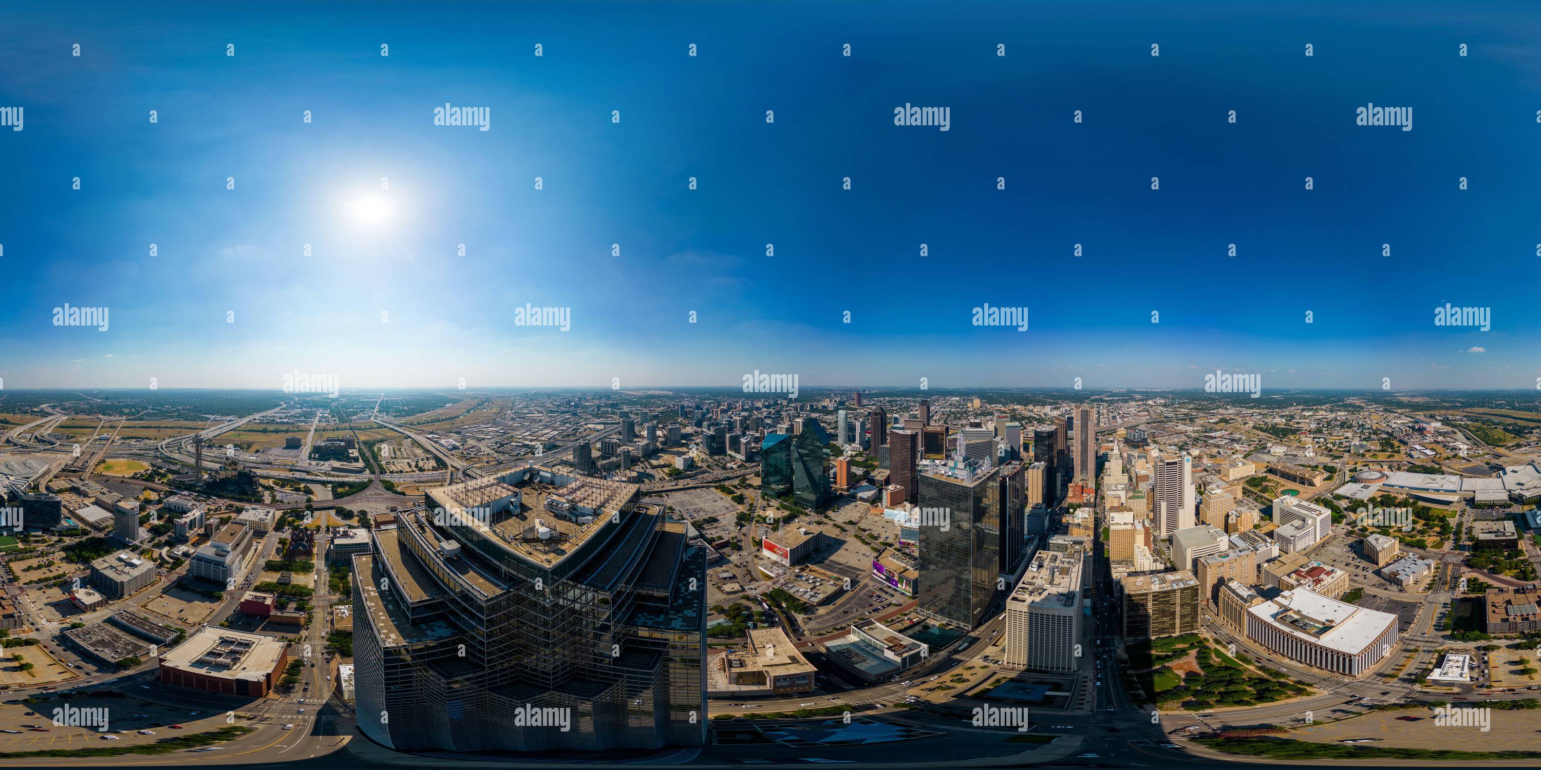 360° view of Dallas, TX, USA - July 28, 2023: Aerial 360 photo Downtown ...