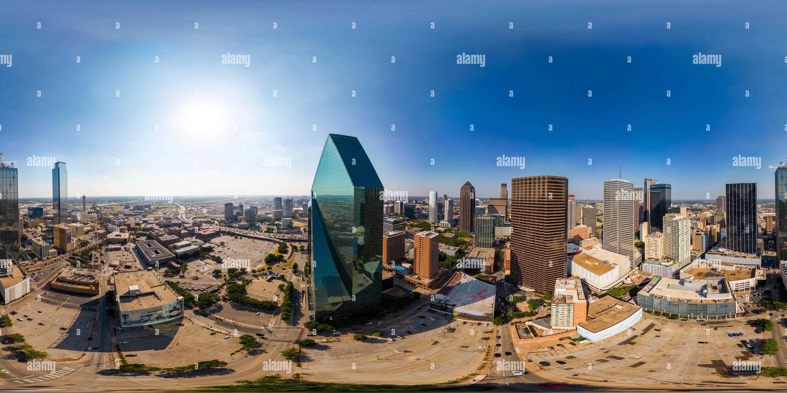 360° view of Dallas, TX, USA - July 28, 2023: Aerial 360 photo Downtown ...
