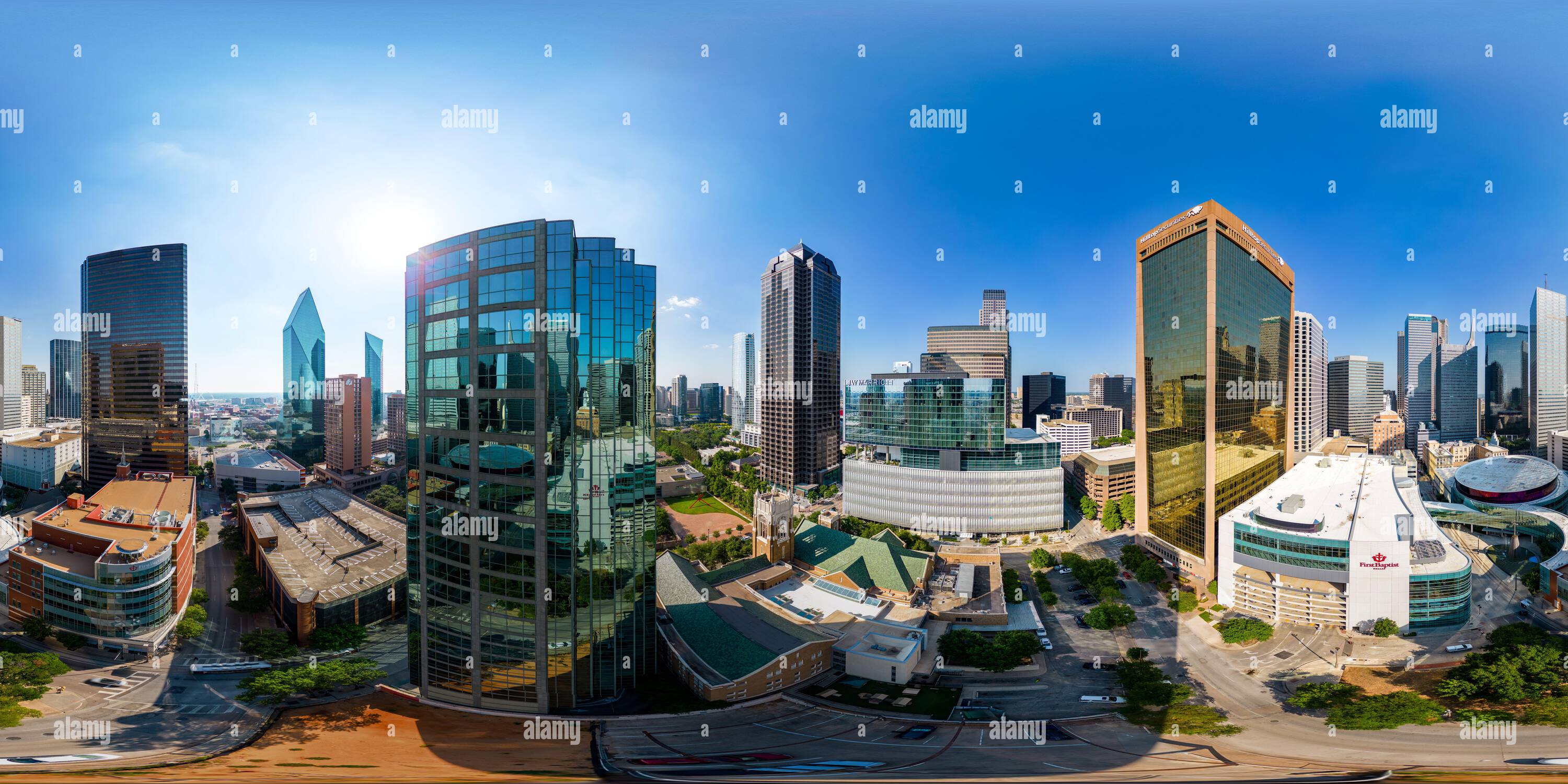 360° view of Dallas, TX, USA - July 28, 2023: Aerial 360 photo Downtown ...