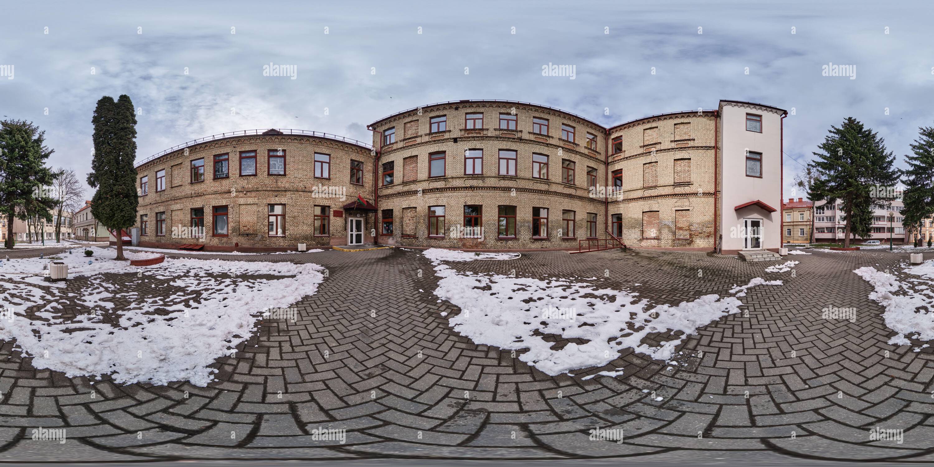 360° view of winter full seamless spherical hdri 360 panorama near old ...