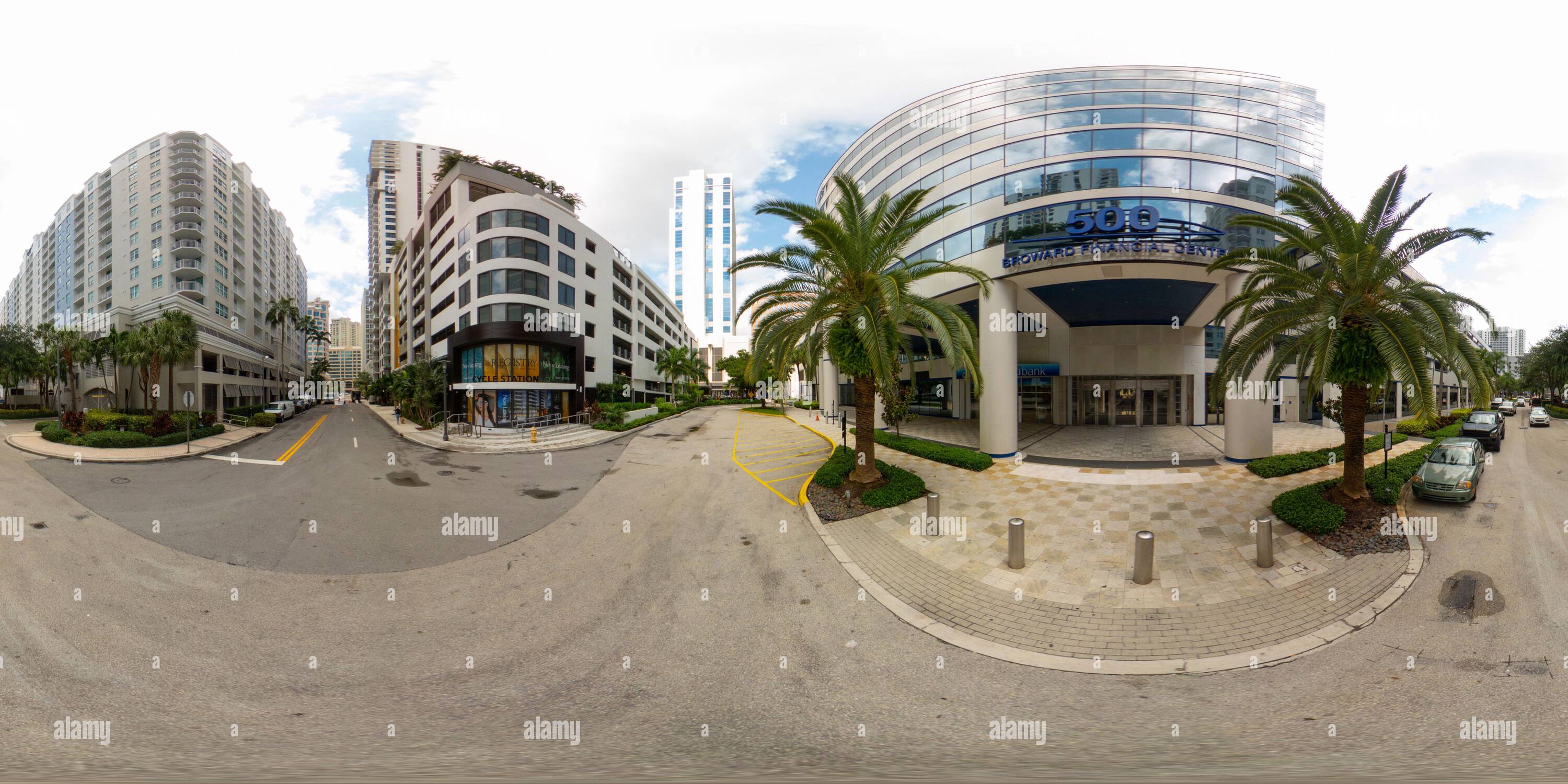 360° view of Fort Lauderdale, FL, USA - August 25, 2023: Downtown fort Lauderdale 360 ...