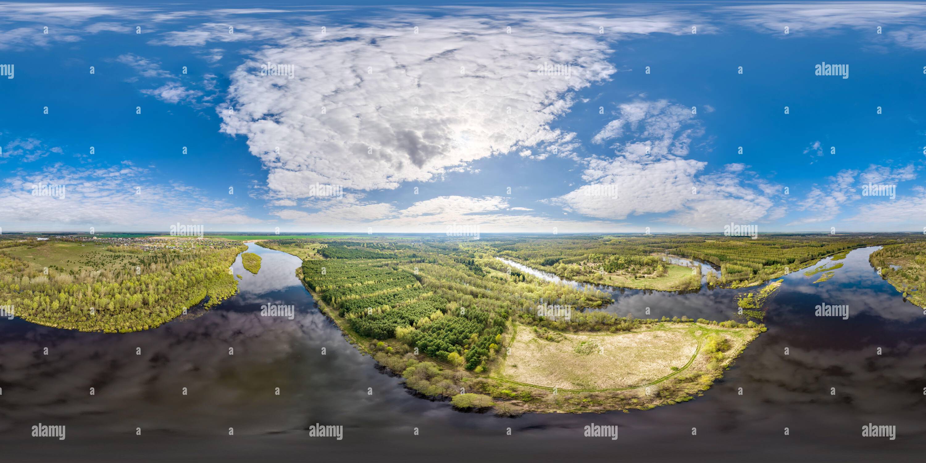 360° view of aerial full seamless spherical hdri 360 panorama view over ...