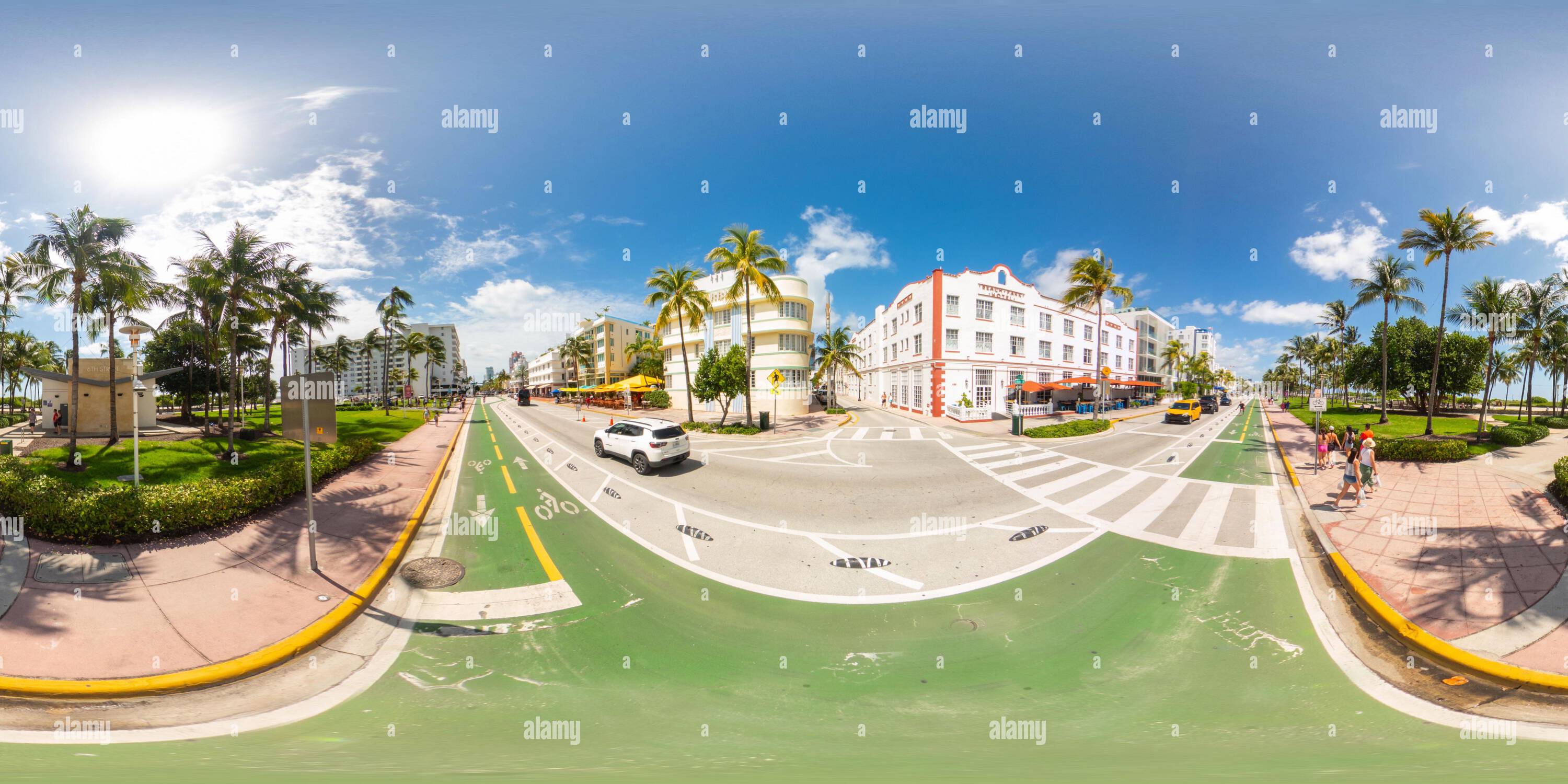 360° view of Miami Beach, FL, USA - September 3, 2023: 360 painted and ...