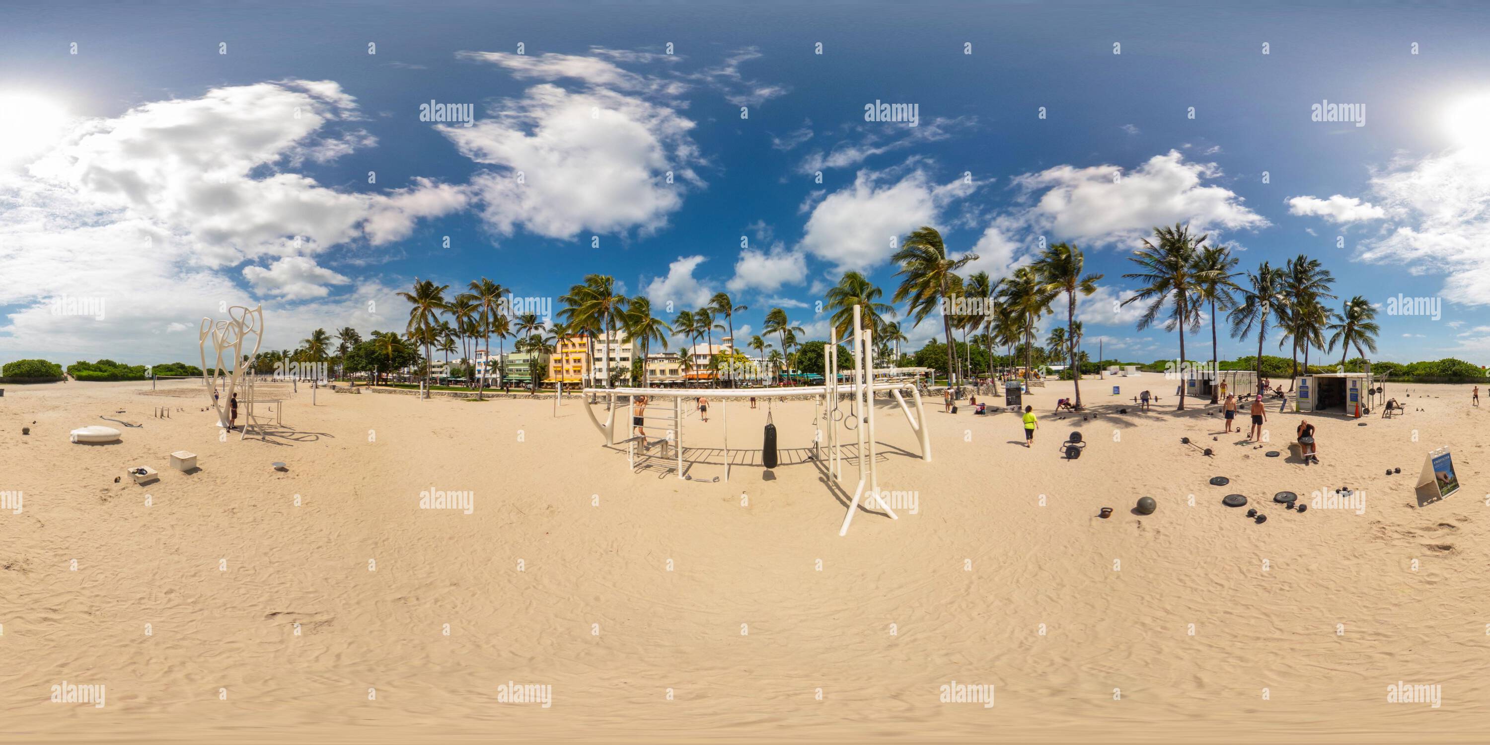 360° view of Miami Beach, FL, USA - September 3, 2023: Muscle Beach ...