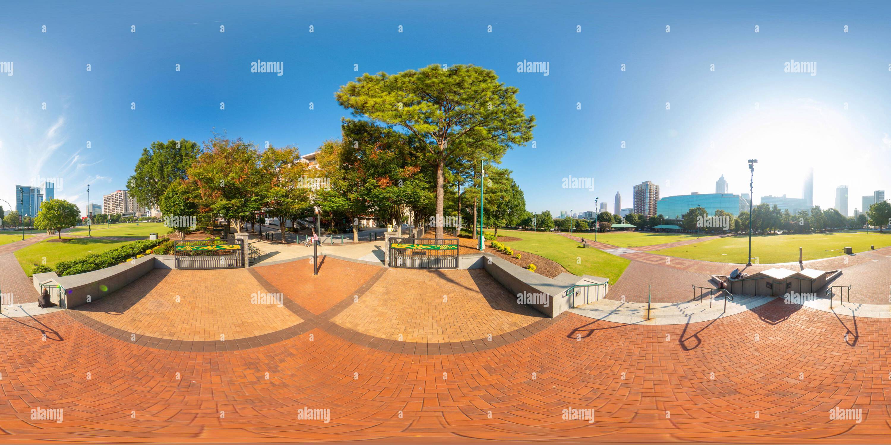 360° view of Field of plush green grass shot with a 360 vr ...