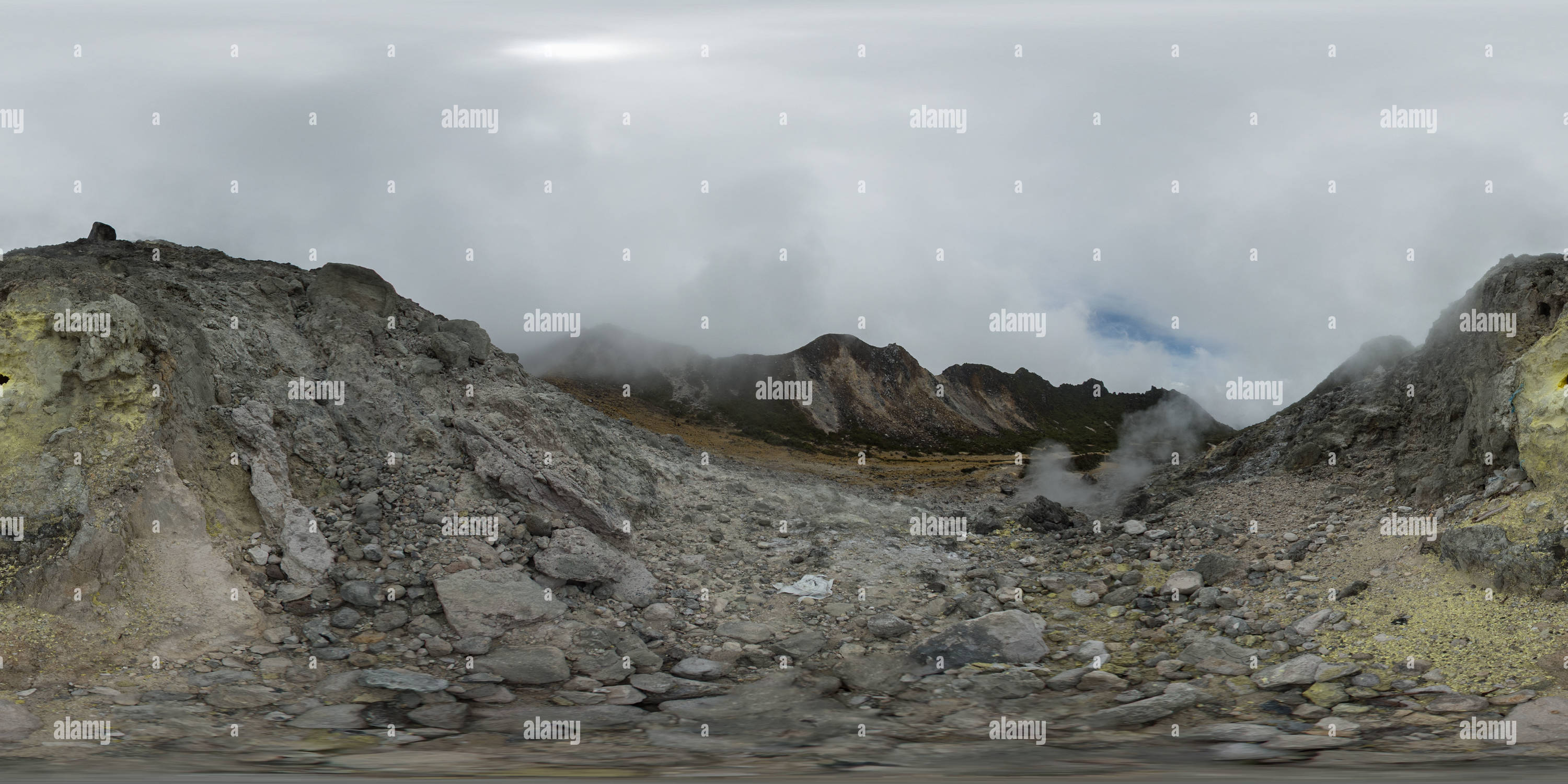 360° view of Active volcano Sibayak. 360VR - Alamy