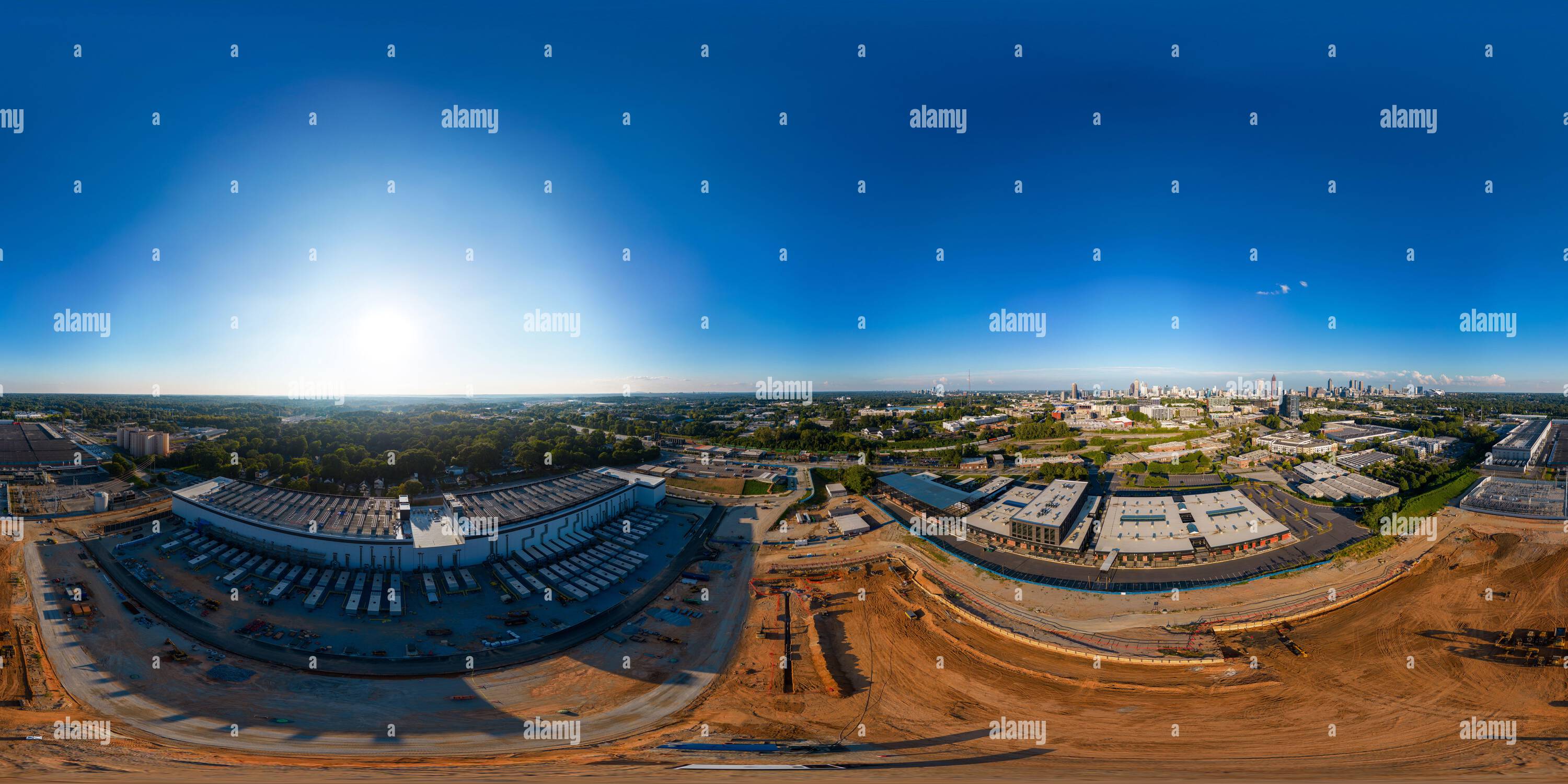 360° view of Aerial 360 equirectangular vr drone photo of commercial ...