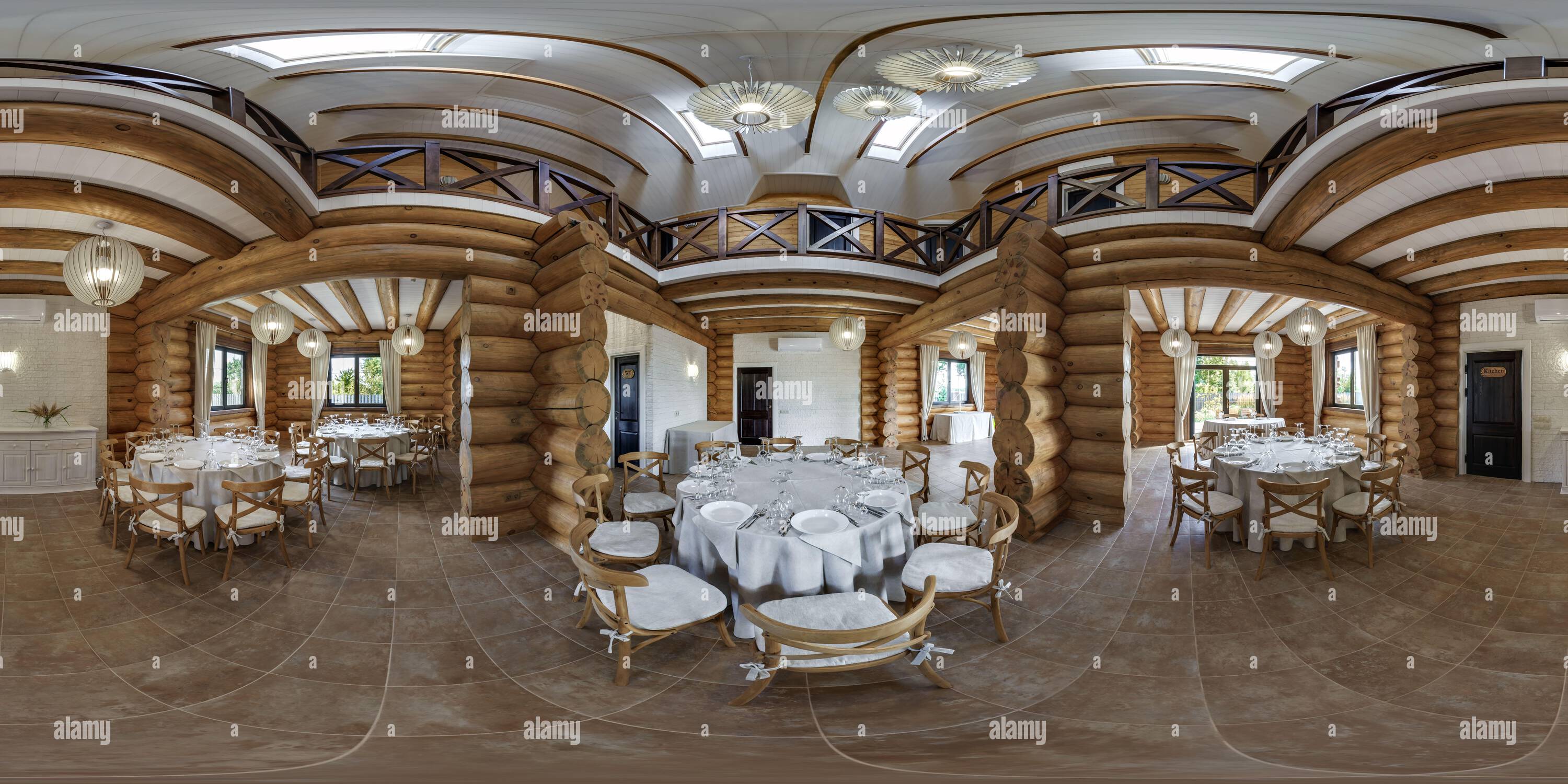 360° view of 360 hdri panorama inside interior of large banquet hall in ...