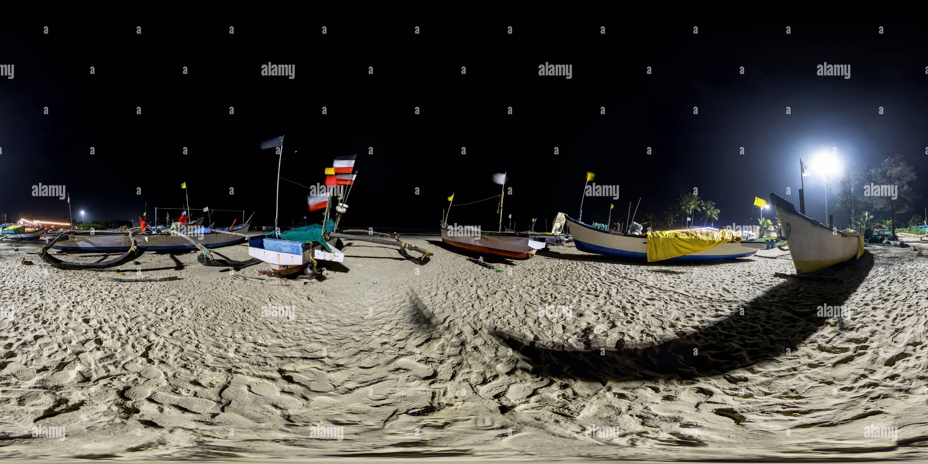 360° view of BENAULIM, INDIA - DECEMBER 25, 2023: 360 night panorama ...