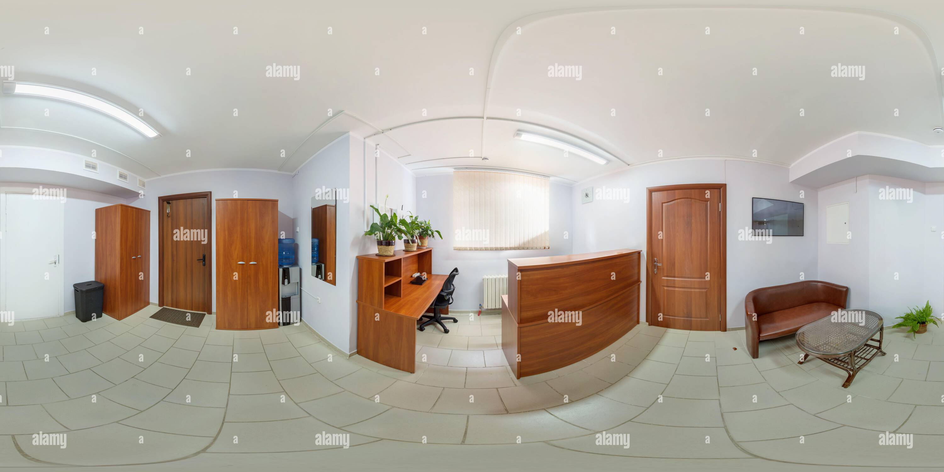 360° view of full hdri 360 panorama in reception hall in modern medical ...