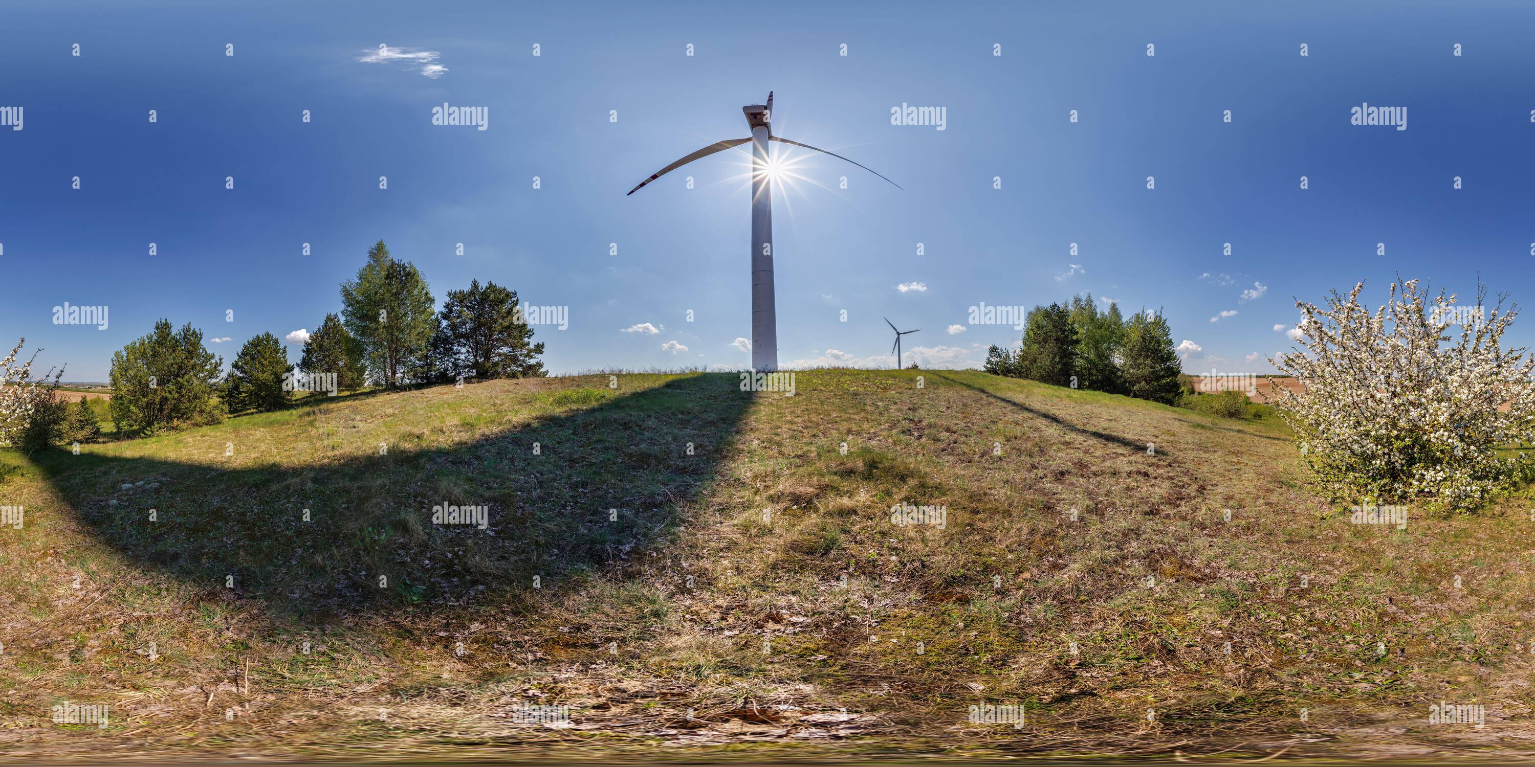 360° view of 360 hdri panorama view near huge windmill propeller in ...