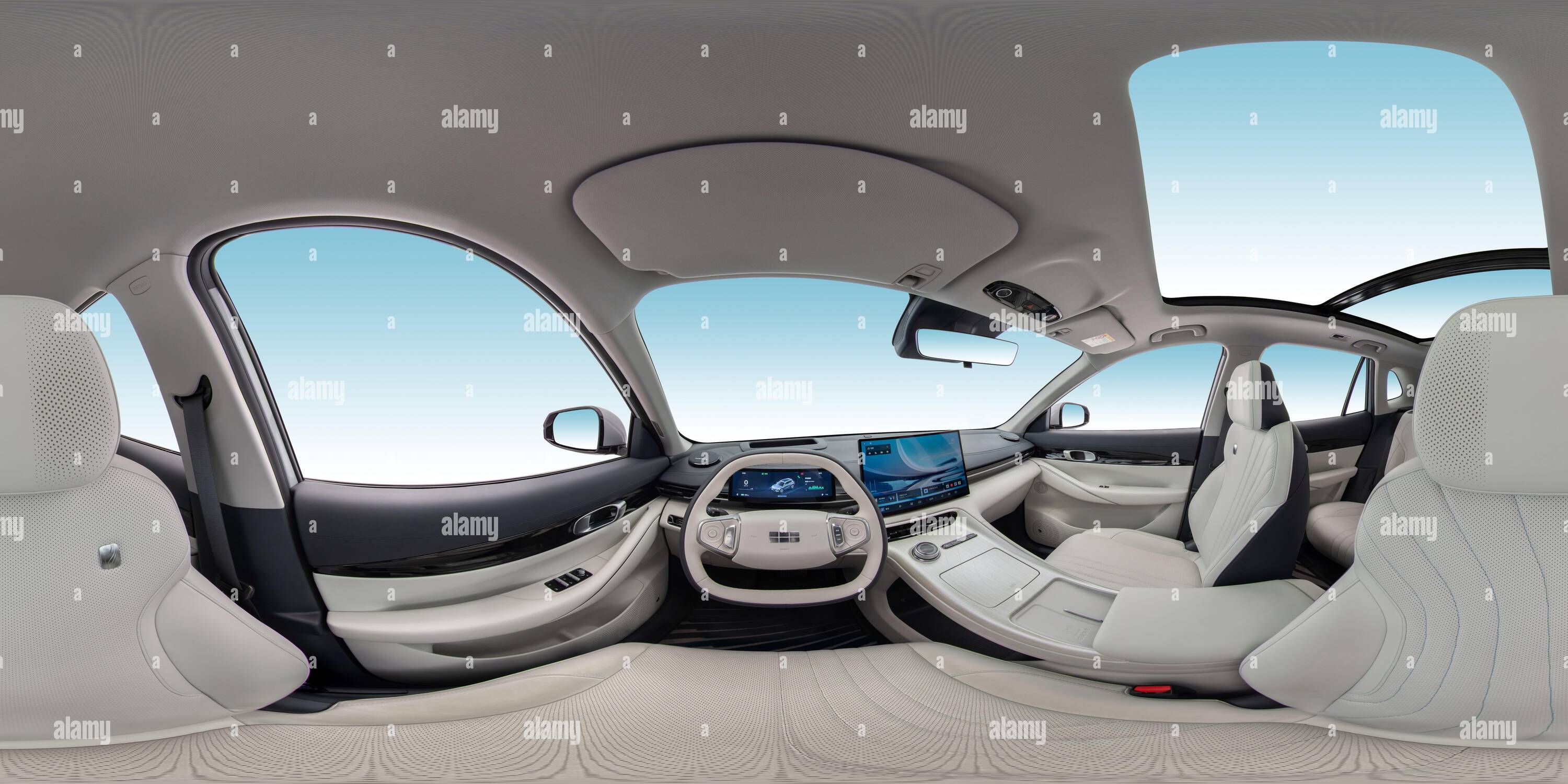 360° view of 360 panorama of GEELY Galaxy E5 interior, highlighting a ...