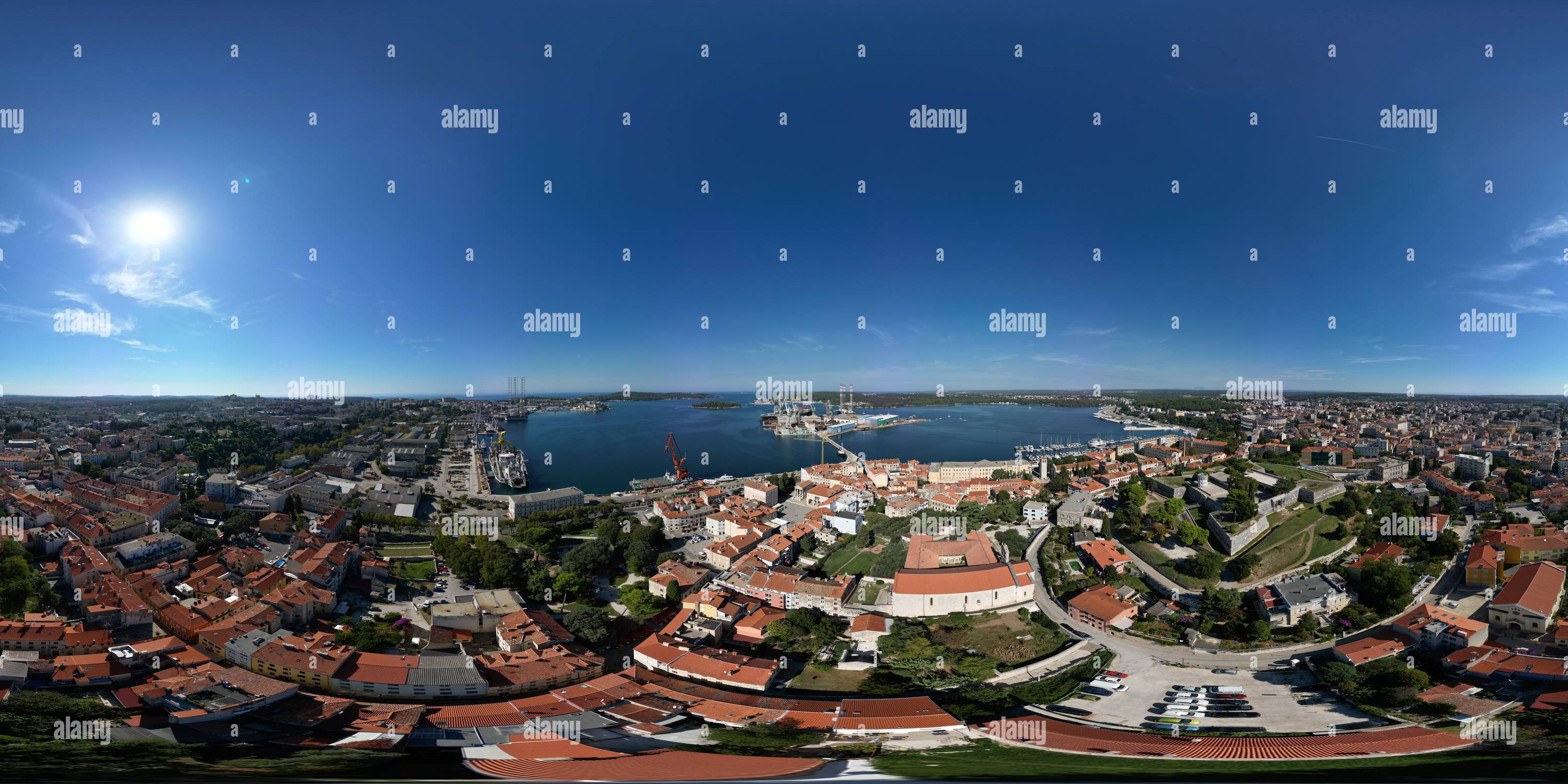 360° view of Pula, Croatia - Aerial View Of Fort Kaštel, Old Town and ...
