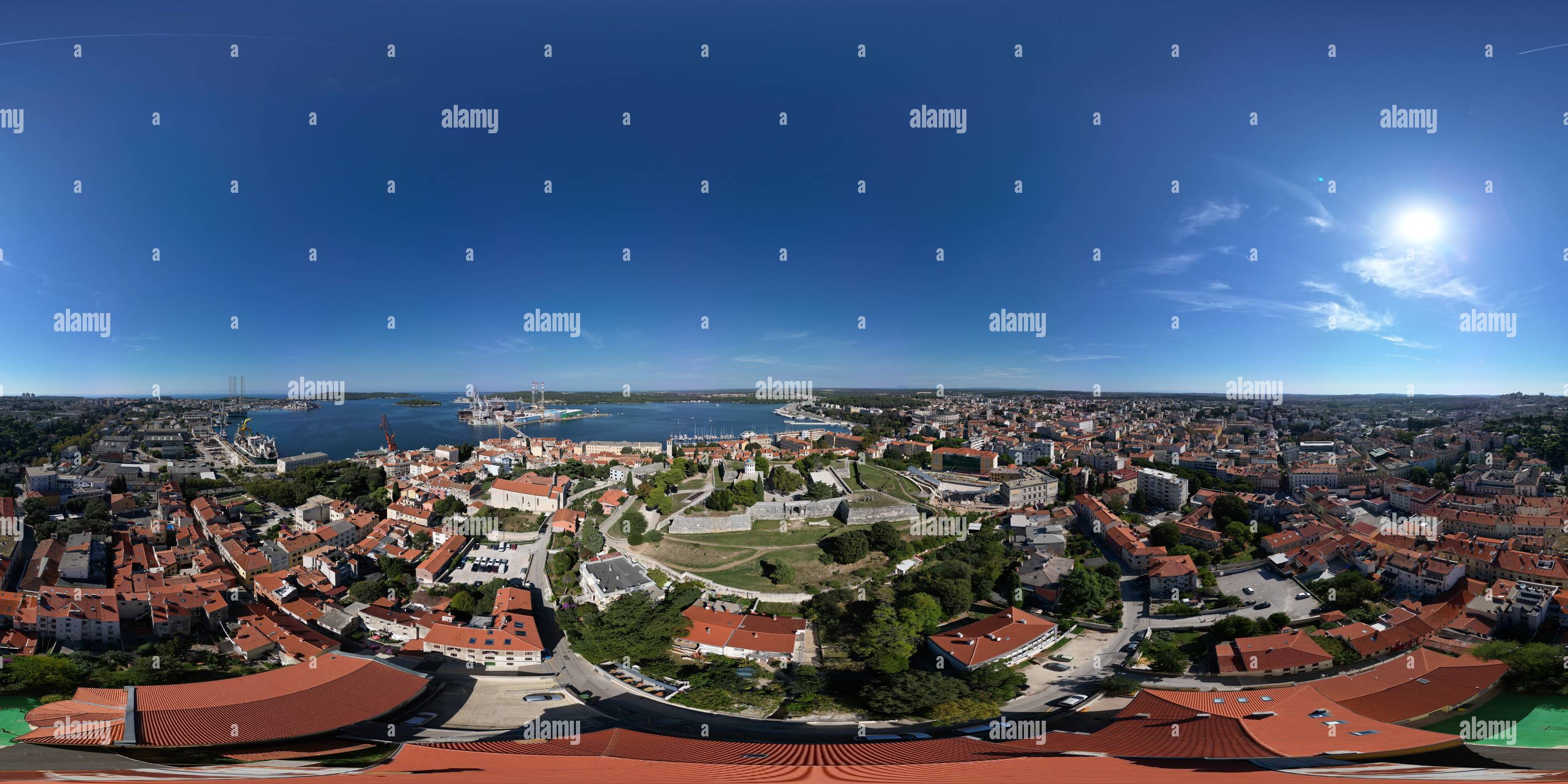 360° view of Pula, Croatia - Aerial View Of Kaštel Fort, Old Town and ...