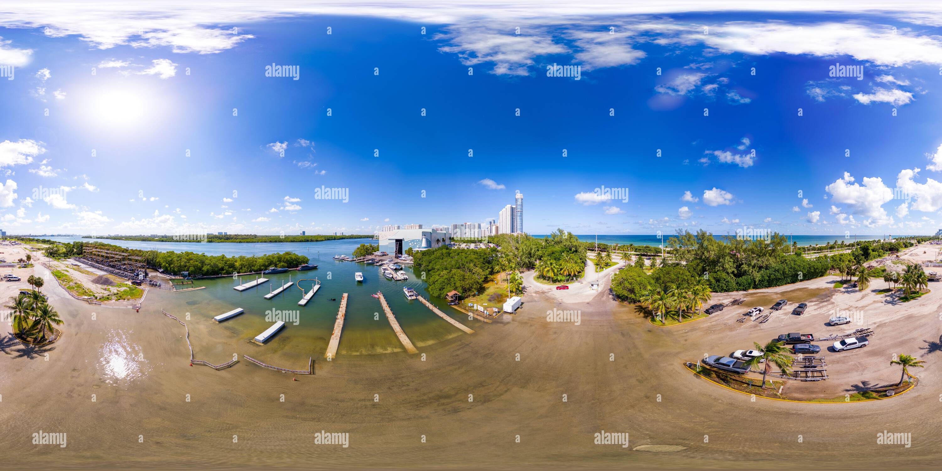 360° view of Aerial drone 360 equirectangular panorama Miami Beach ...