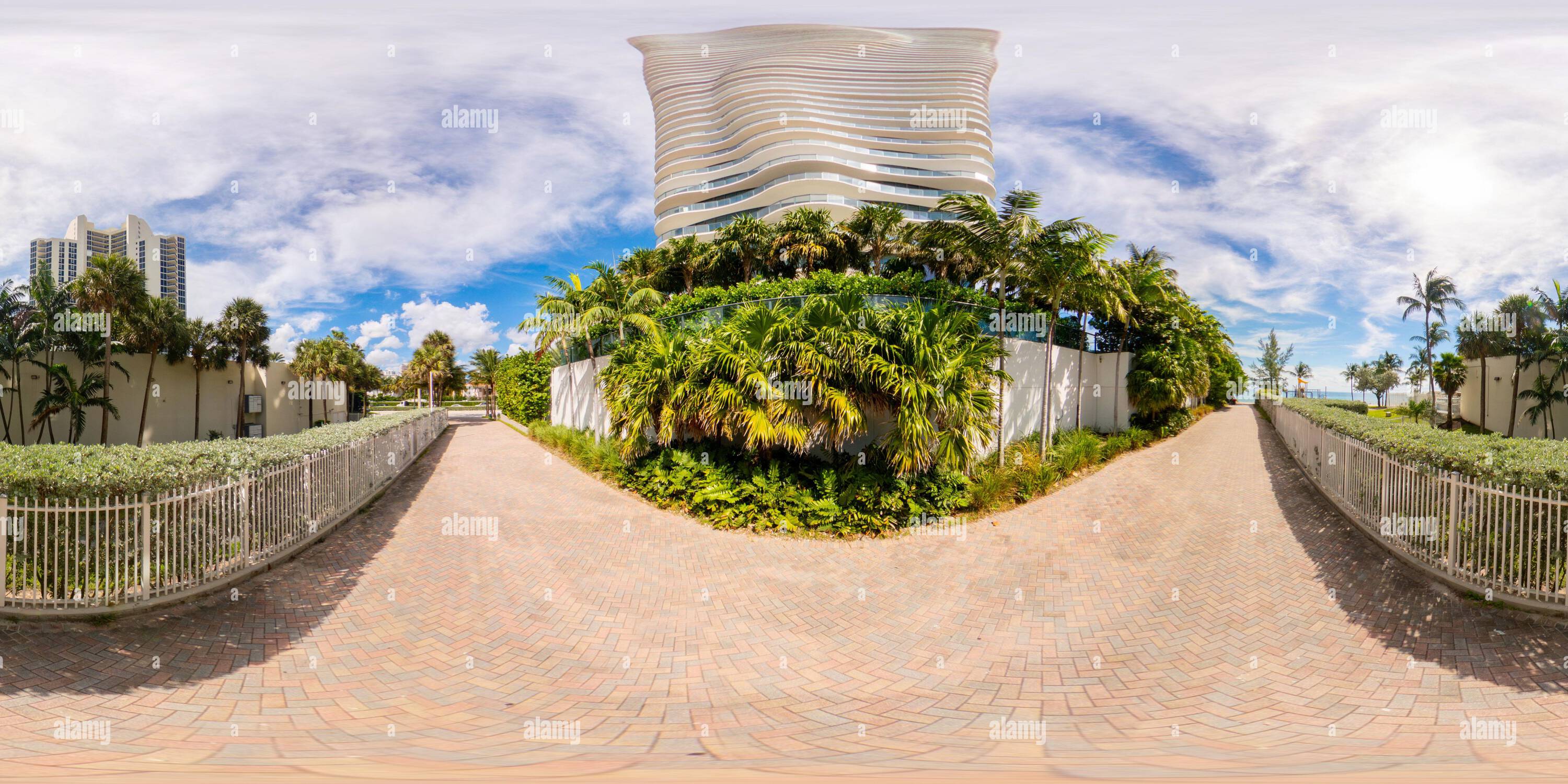 360° view of 360 equirectangular photo Beach access walkway Sunny Isles ...