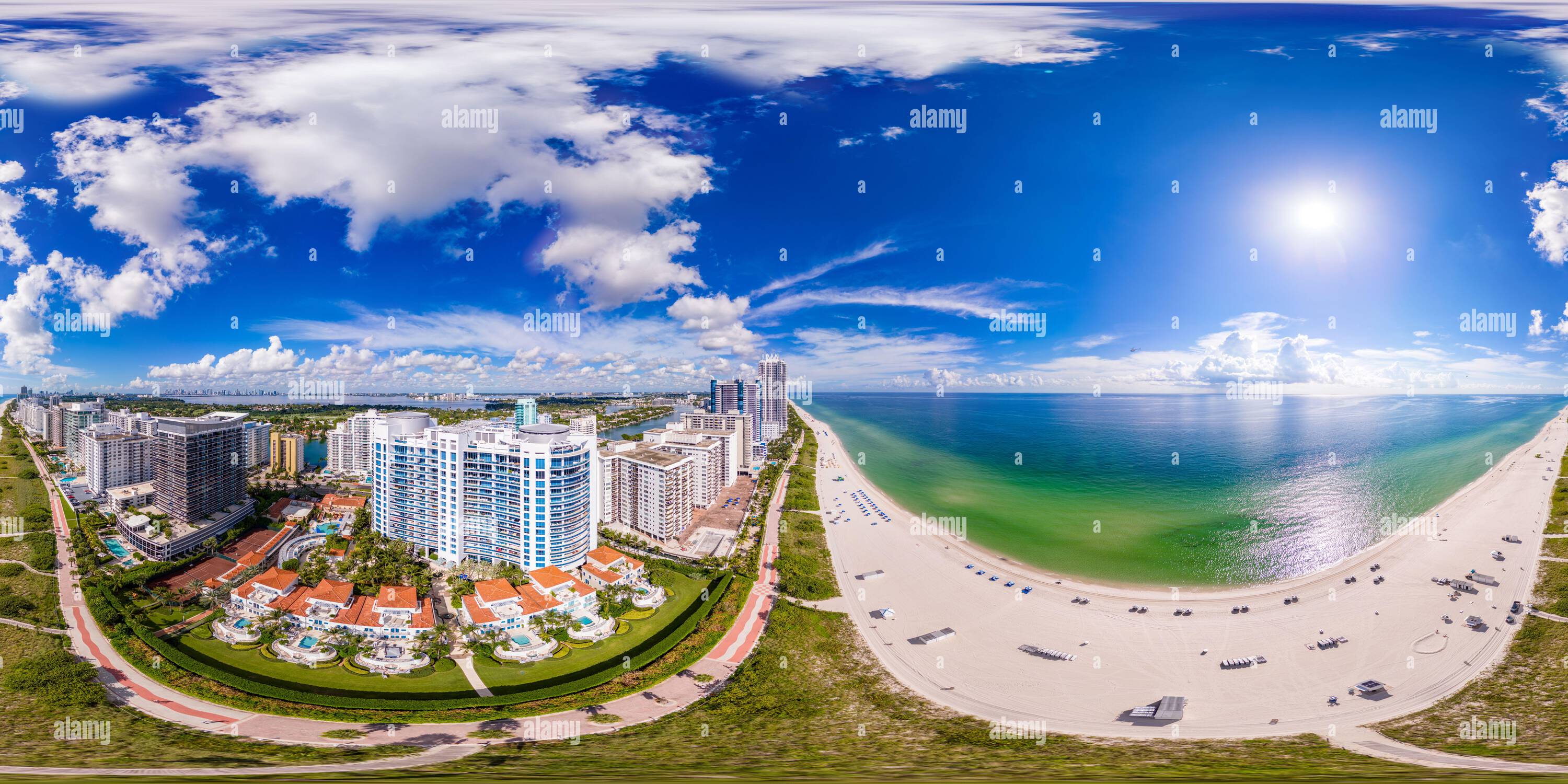 360° view of Aerial 360 drone panorama Miami Beach oceanfront ...