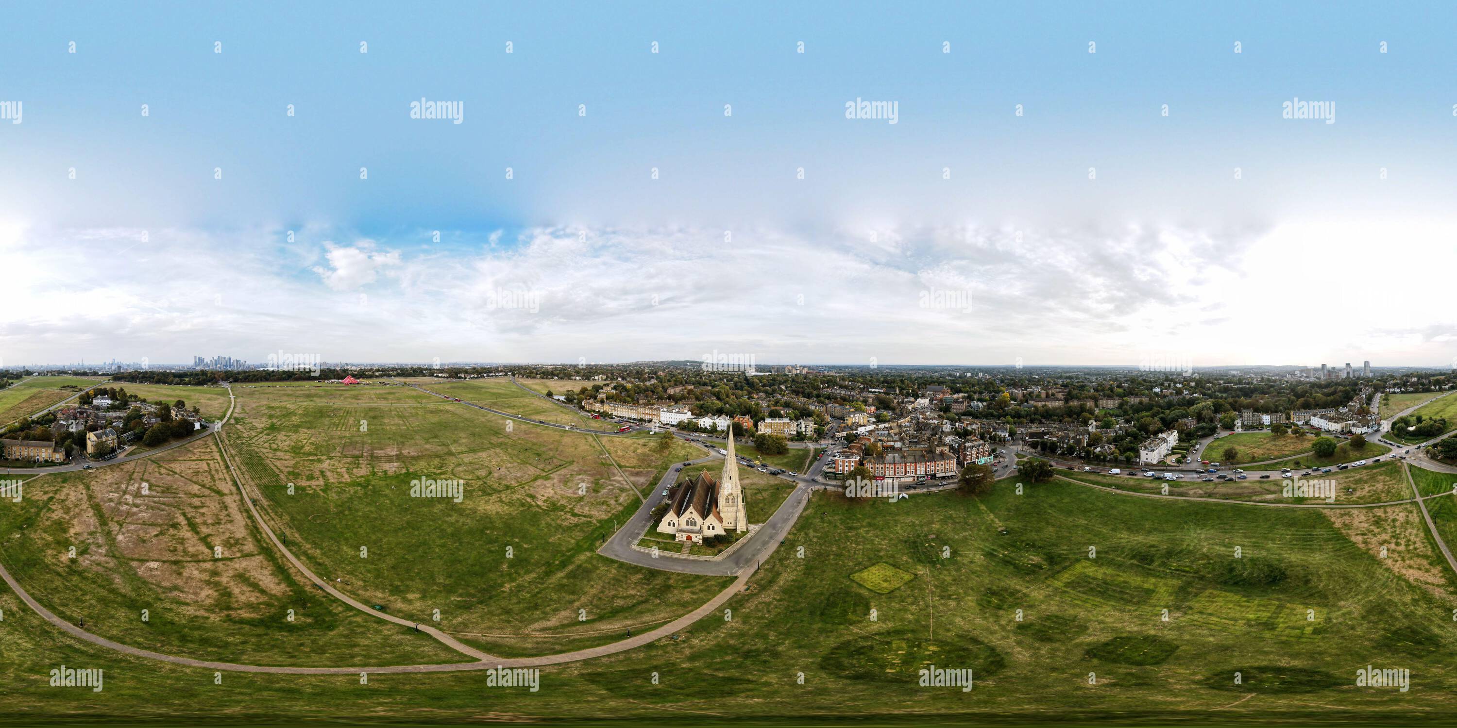 360° view of 360 Aerial view of Blackheath common, All Saints Church ...