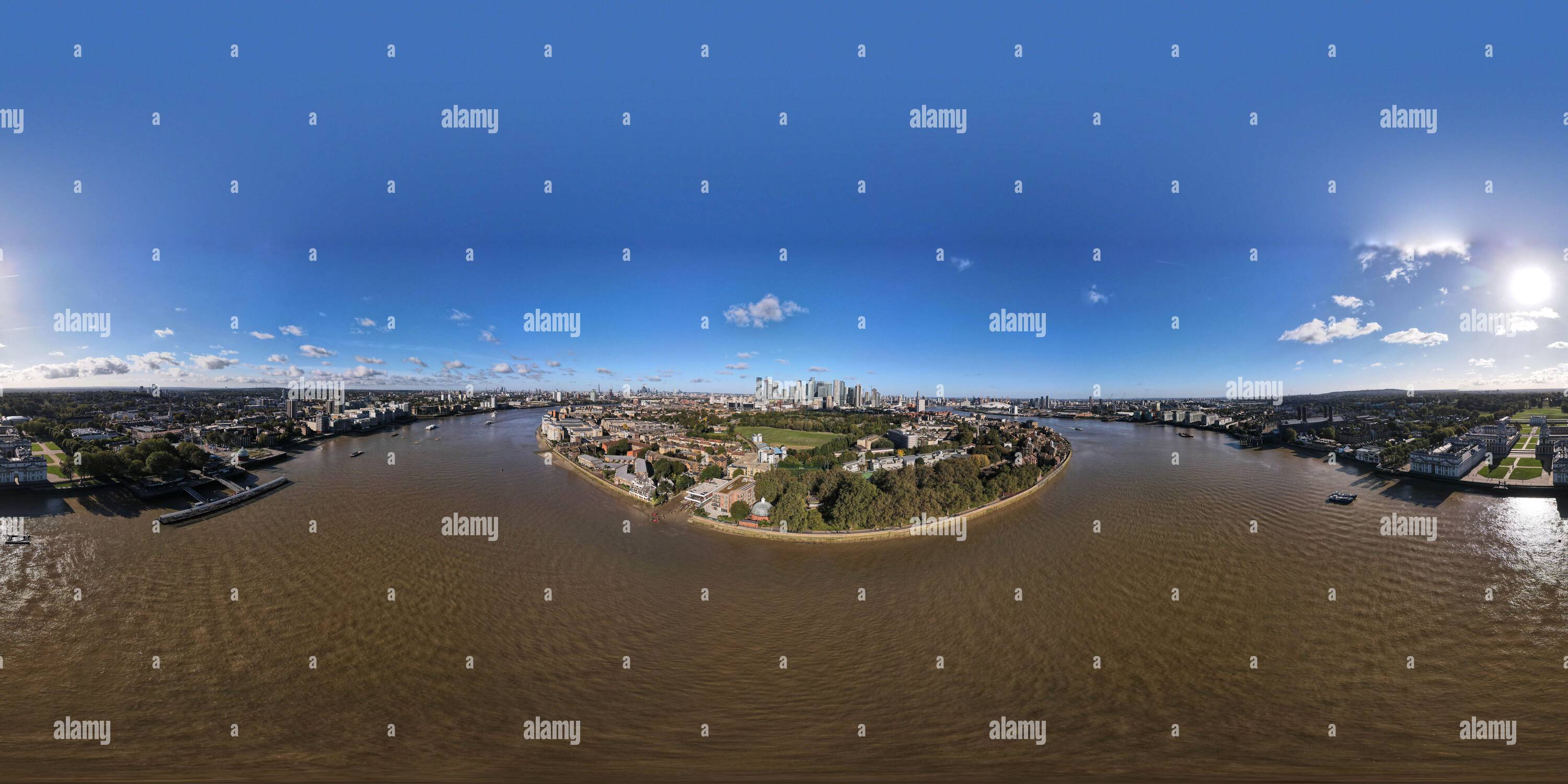 360° view of 360 Aerial view of London Docklands and Greenwich, The Old ...