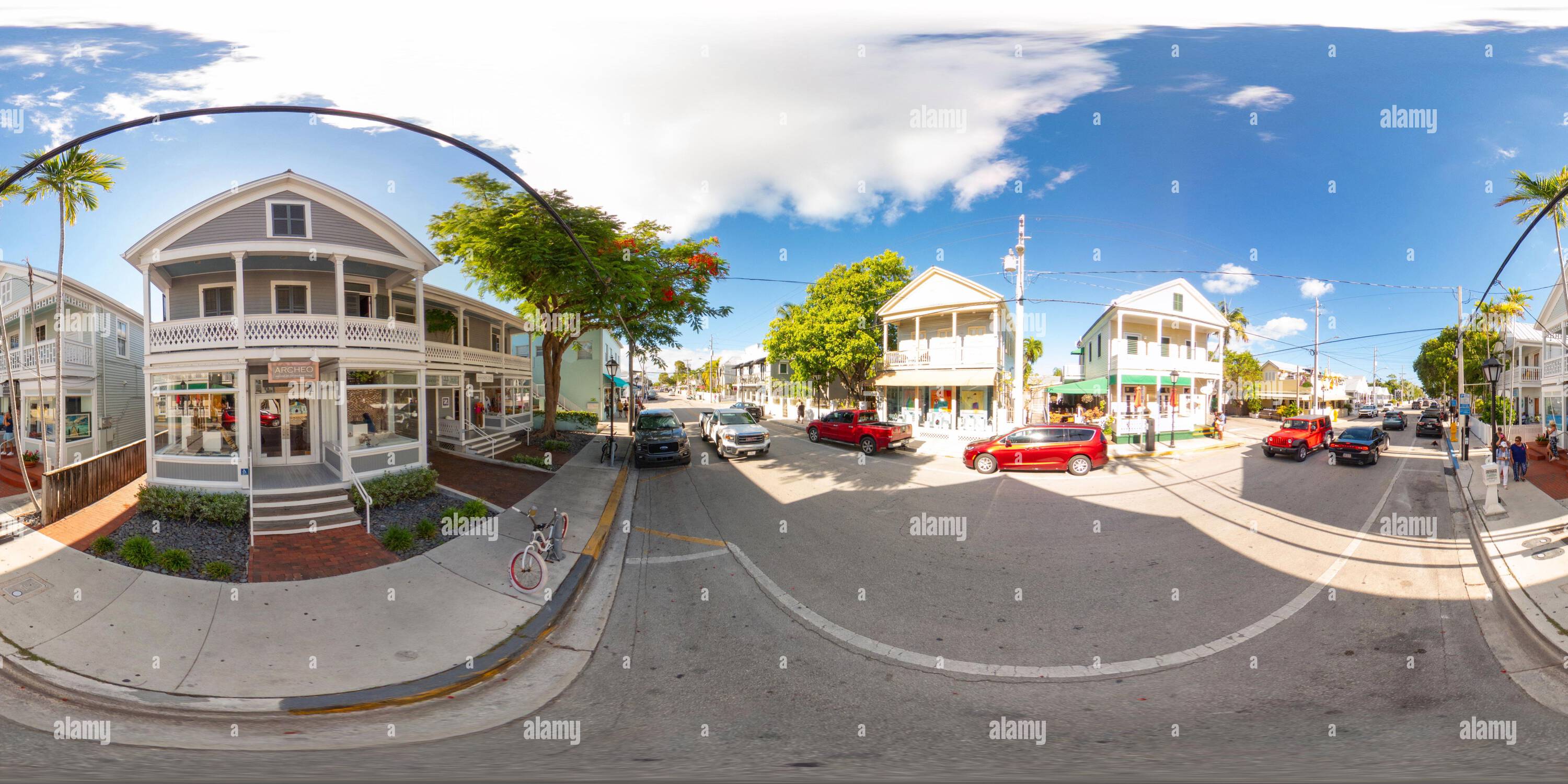 360° view of Key West, FL, USA - October 21, 2023: Stores on Duval ...