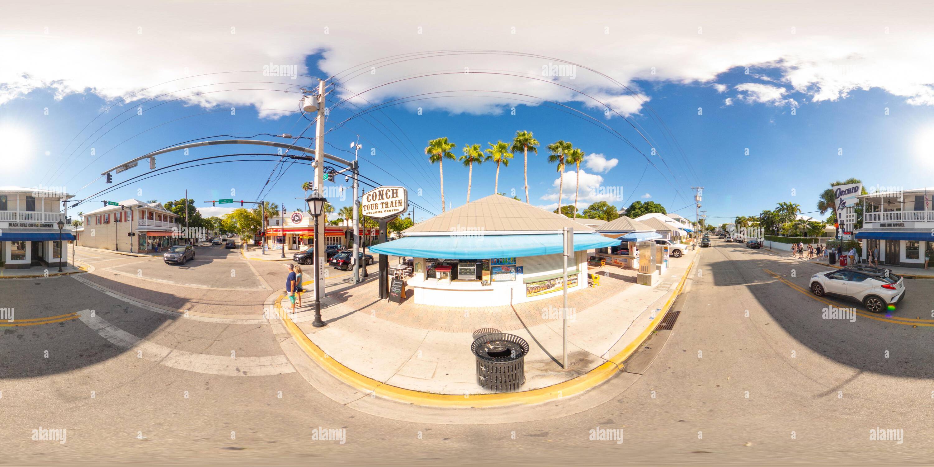 360° view of Key West, FL, USA - October 21, 2023: Conch Tour train ...