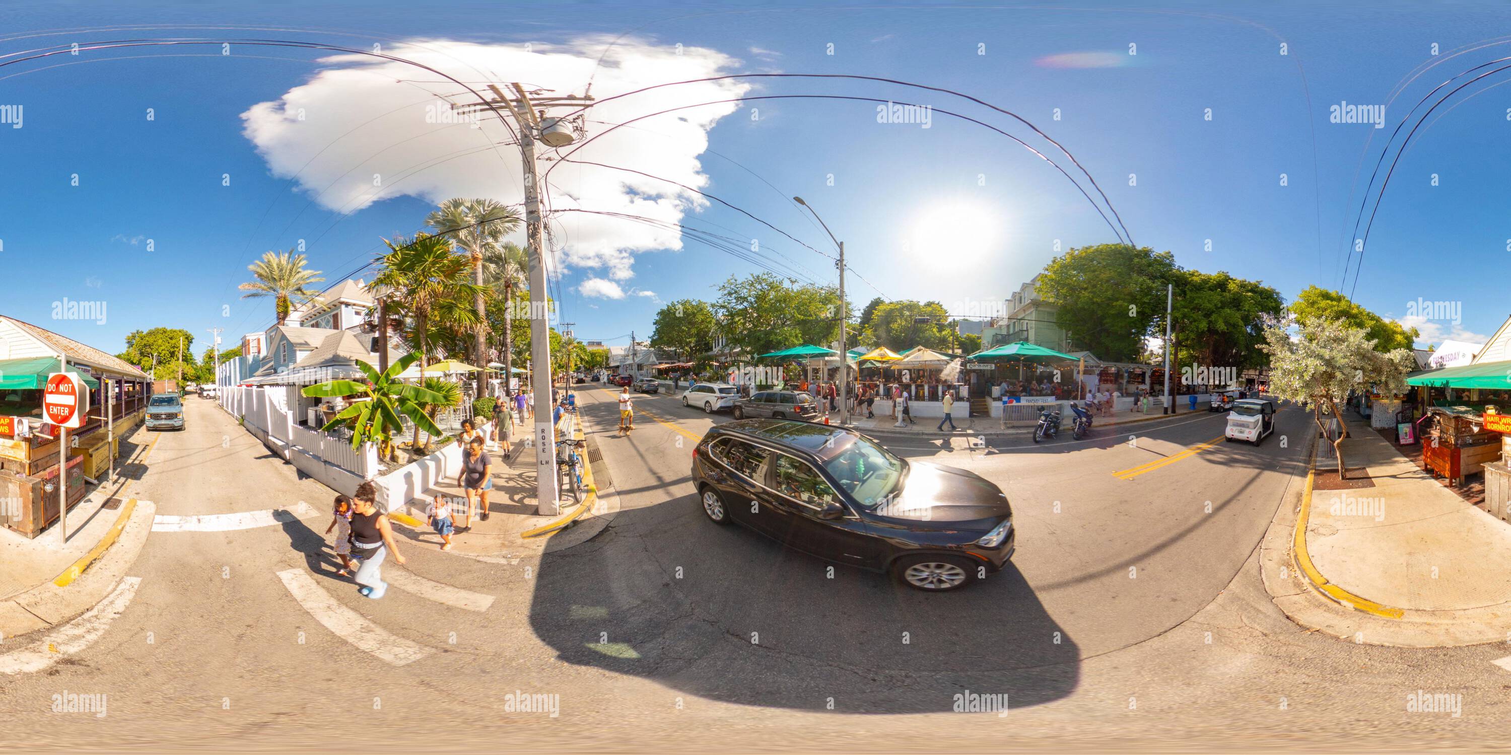 360° view of Key West, FL, USA - October 21, 2023: Crowds gathering for ...