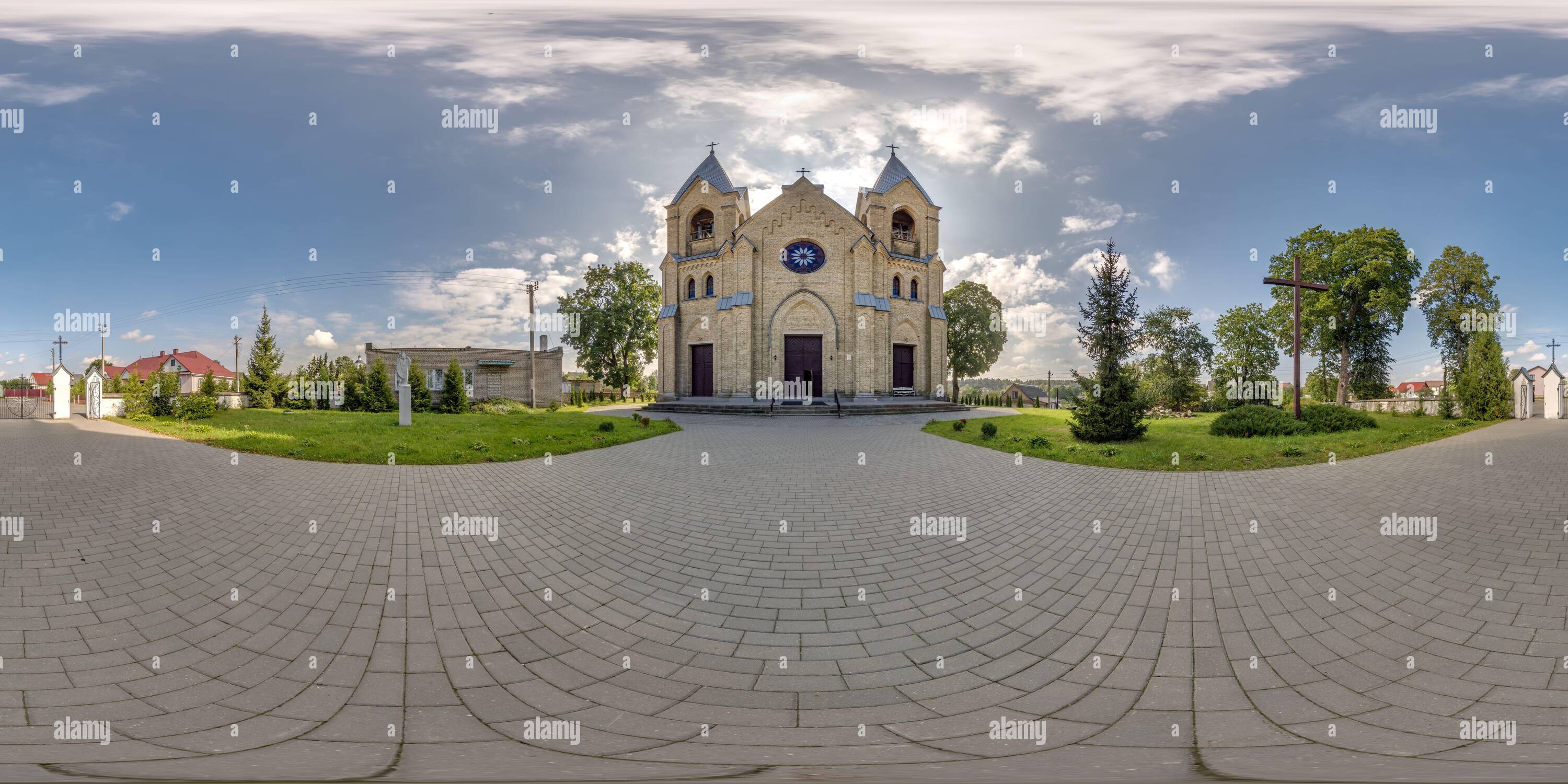 360° view of full hdri 360 panorama view on yellow brick neo gothic ...