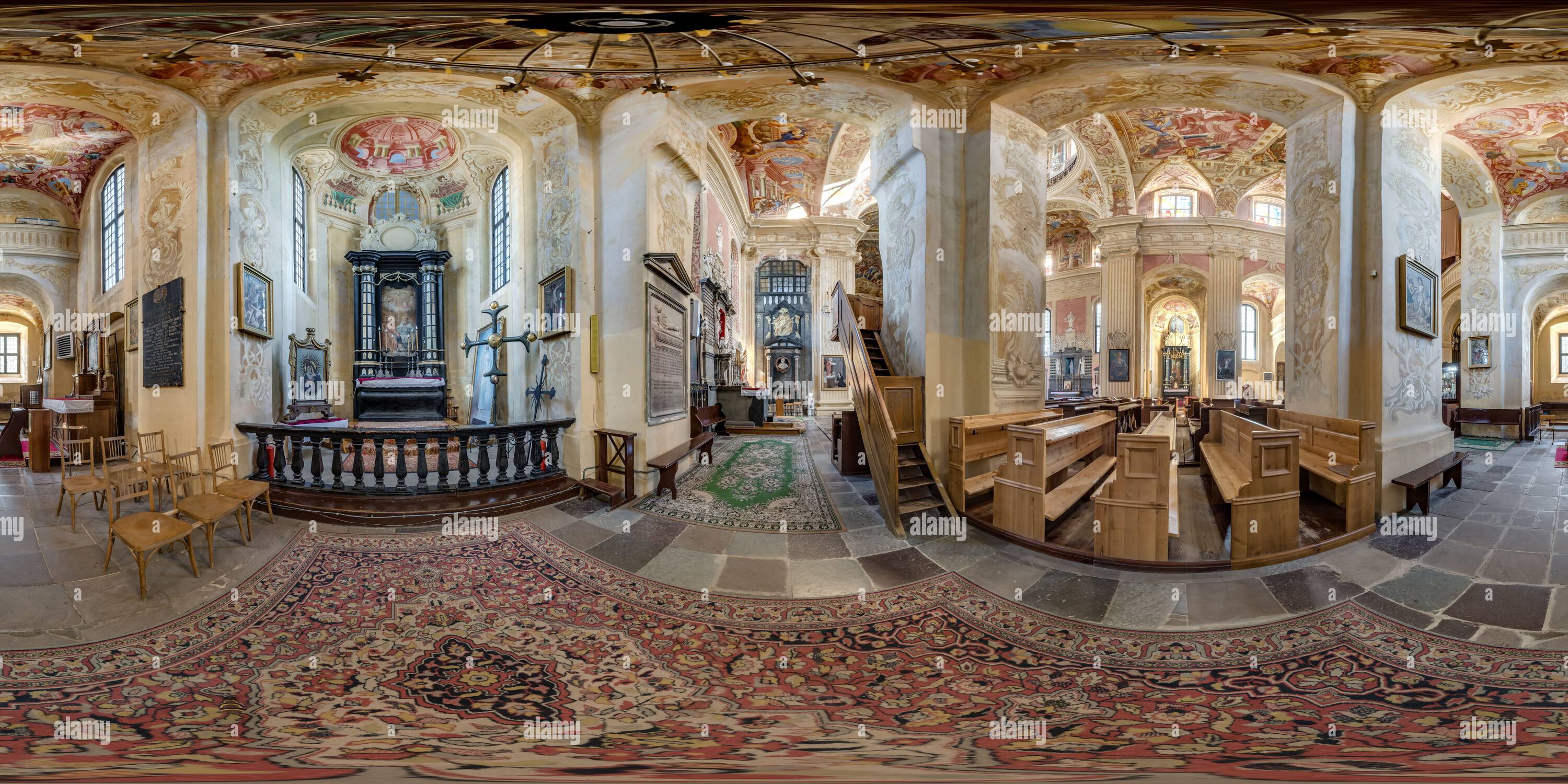 360° view of NESVIZH, BELARUS - MAY 17 2023: spherical seamless hdri ...