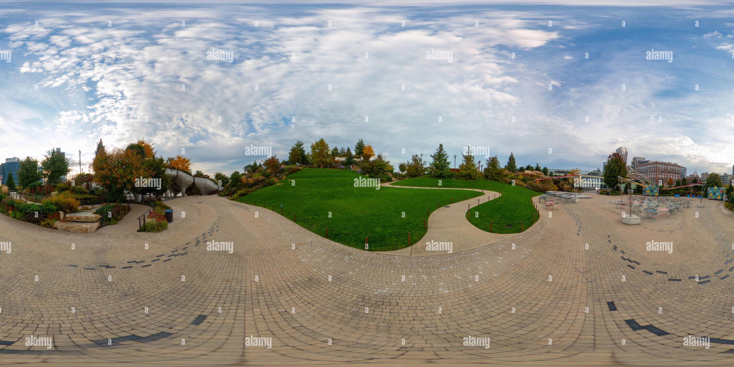 360° view of New York, NY, USA - October 27, 2023: Little Island Hudson ...