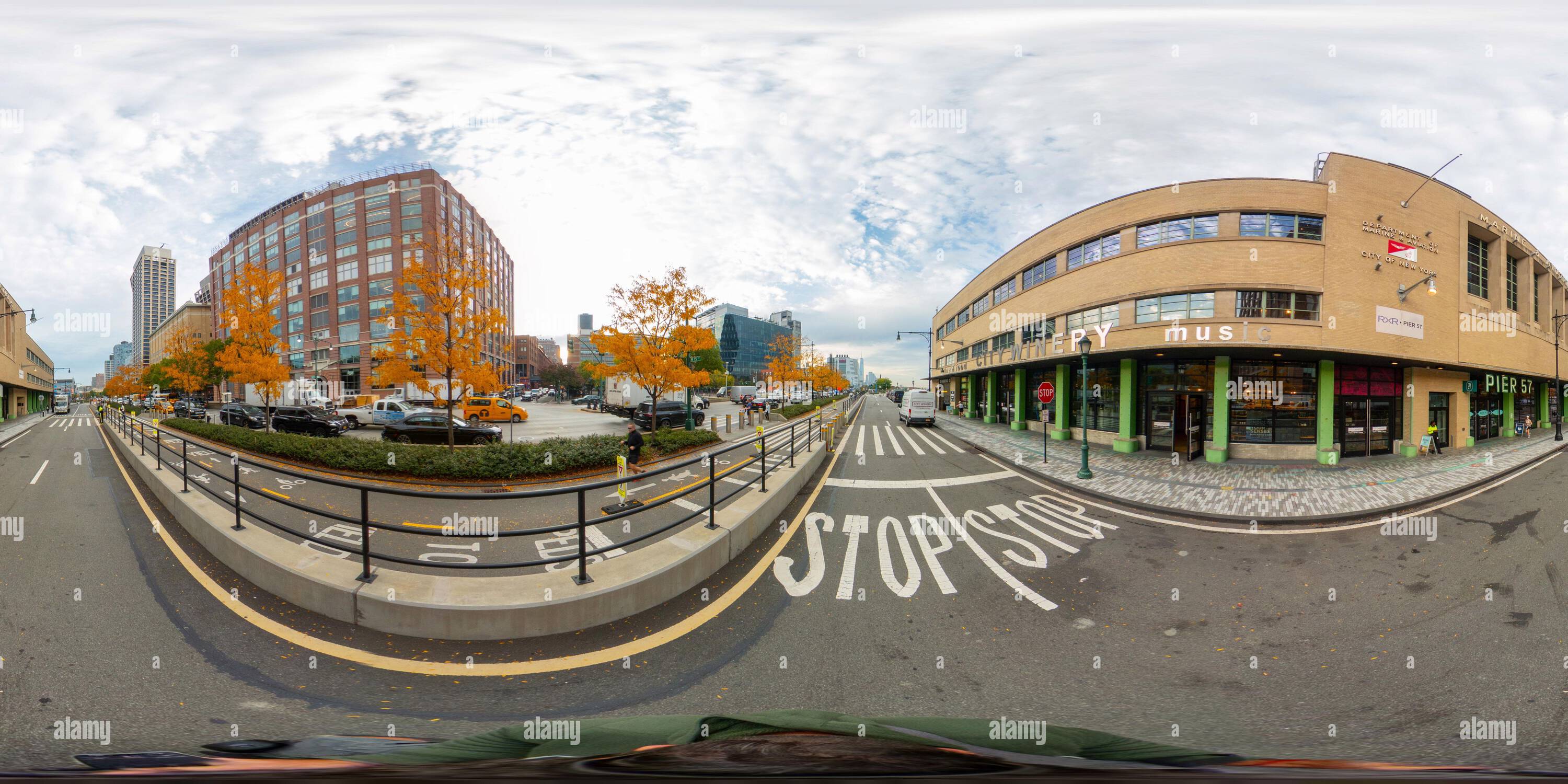 360° view of New York, NY, USA - October 27, 2023: Shops at Pier 57 New ...
