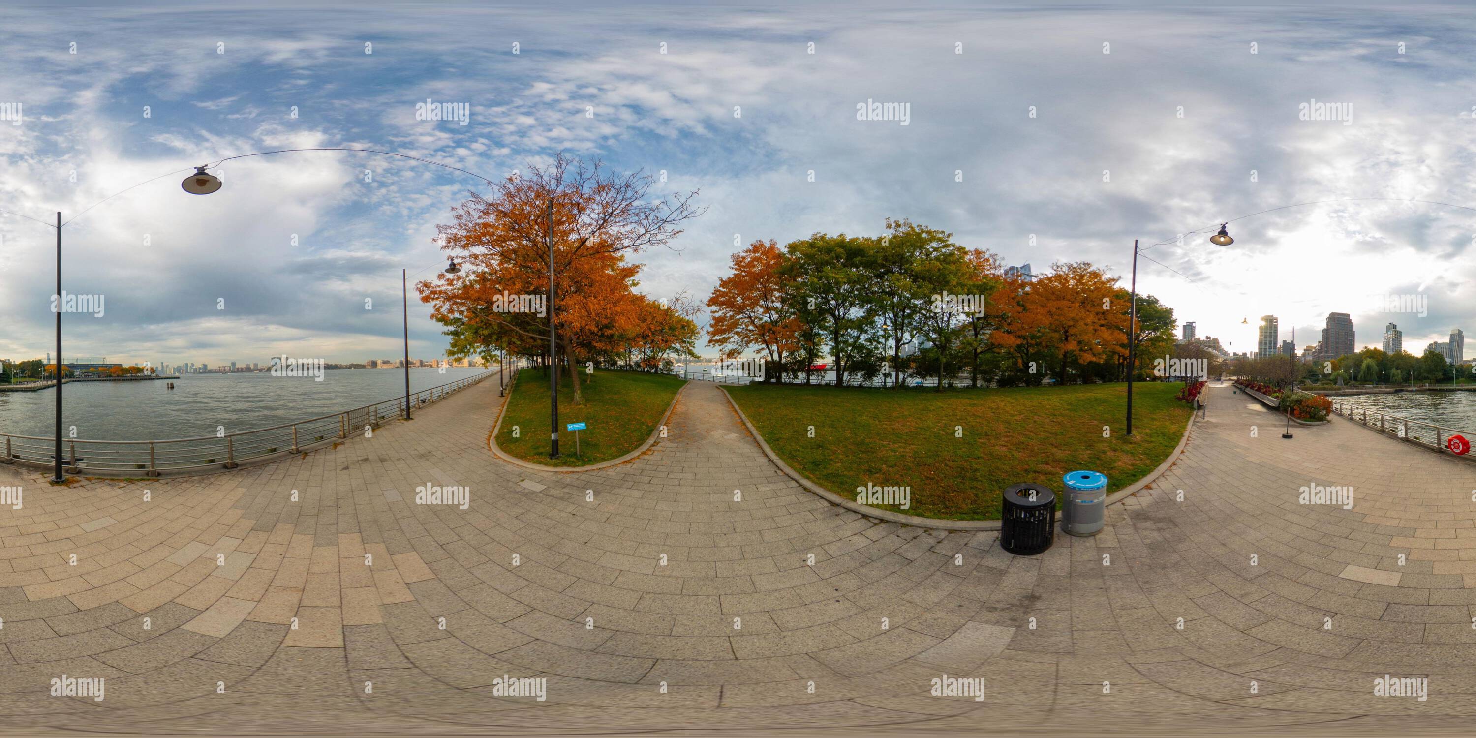 360° view of New York, NY, USA - October 27, 2023: Pier 64 at Hudson ...