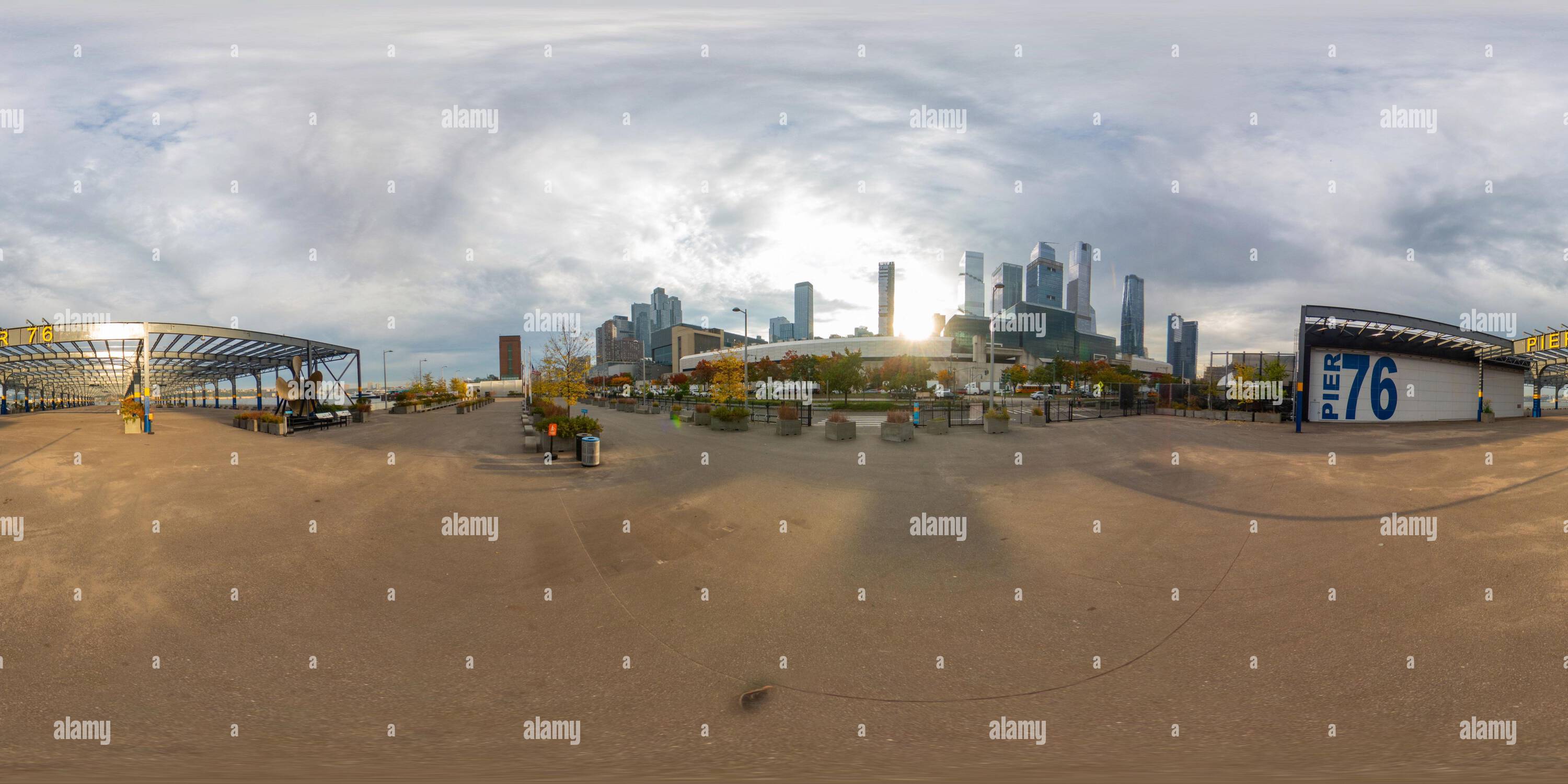 360° view of New York, NY, USA - October 27, 2023: Pier 76 Hudson River ...