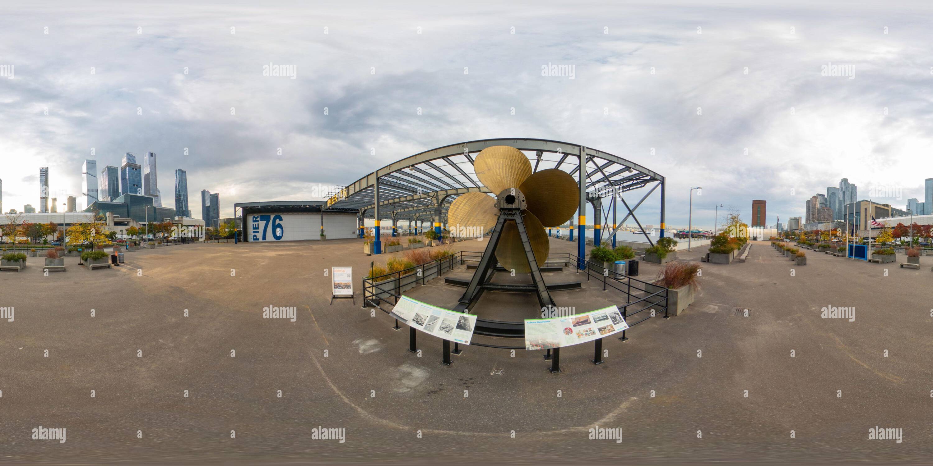 360° view of New York, NY, USA - October 27, 2023: Pier 76 Hudson River ...