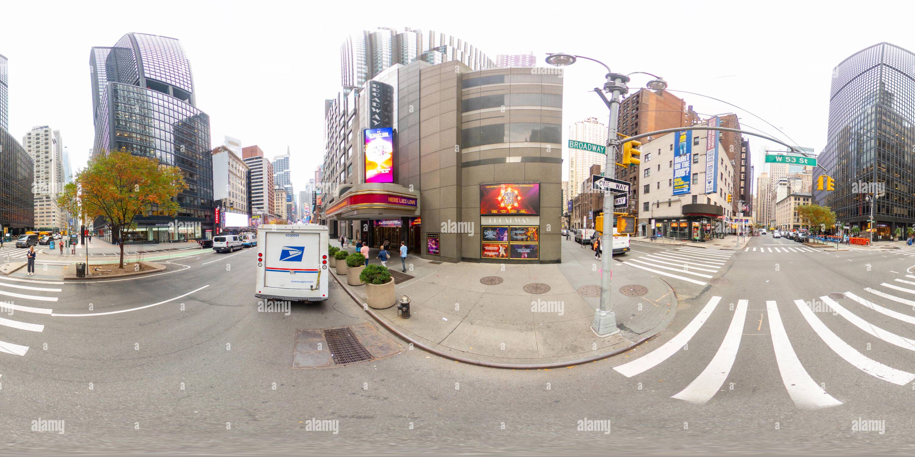 360° view of New York, NY, USA - October 27, 2023: Broadway NYC New ...