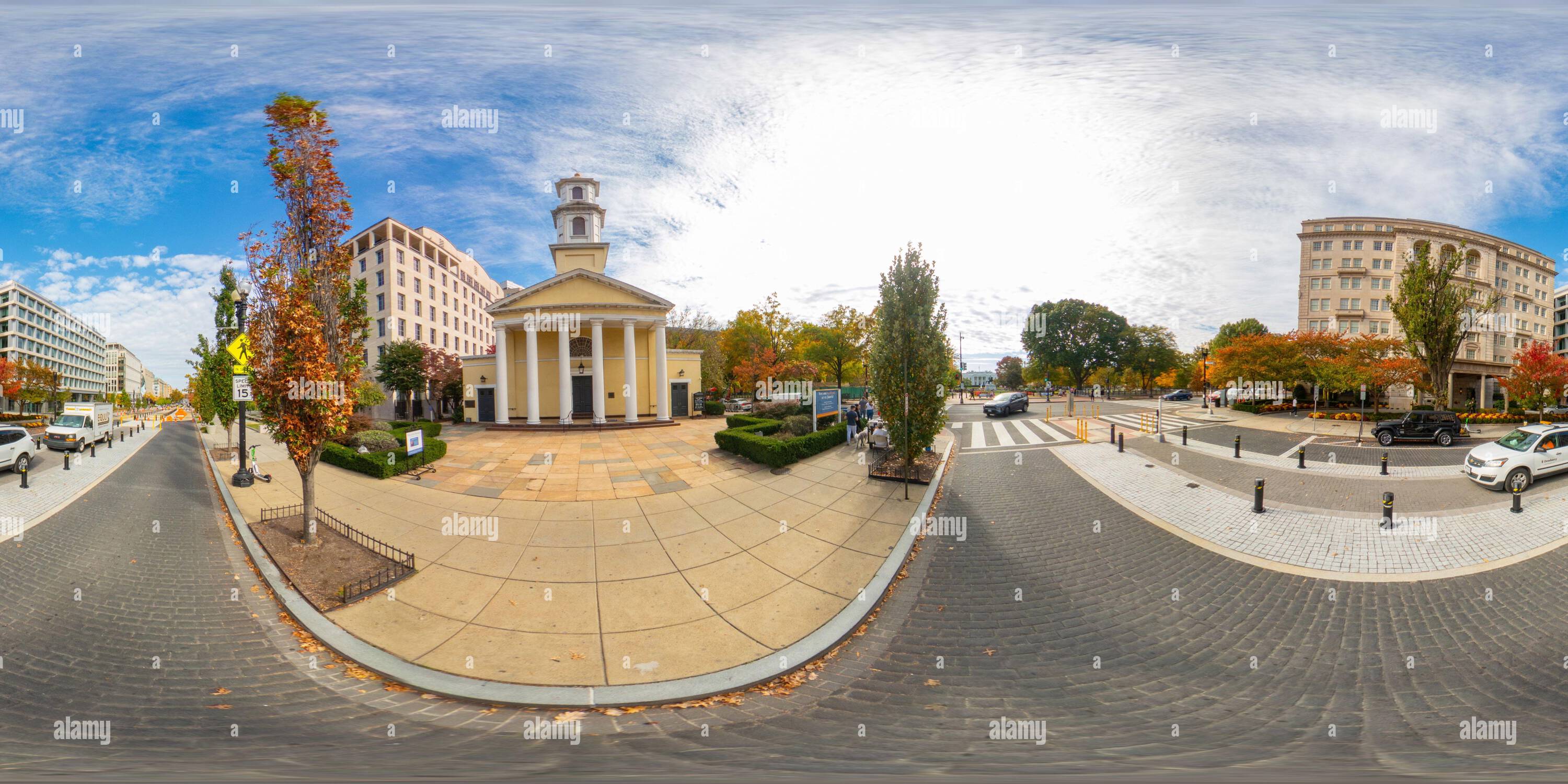 360° view of Washington DC, USA - October 28, 2023: St Johns Episcopal ...