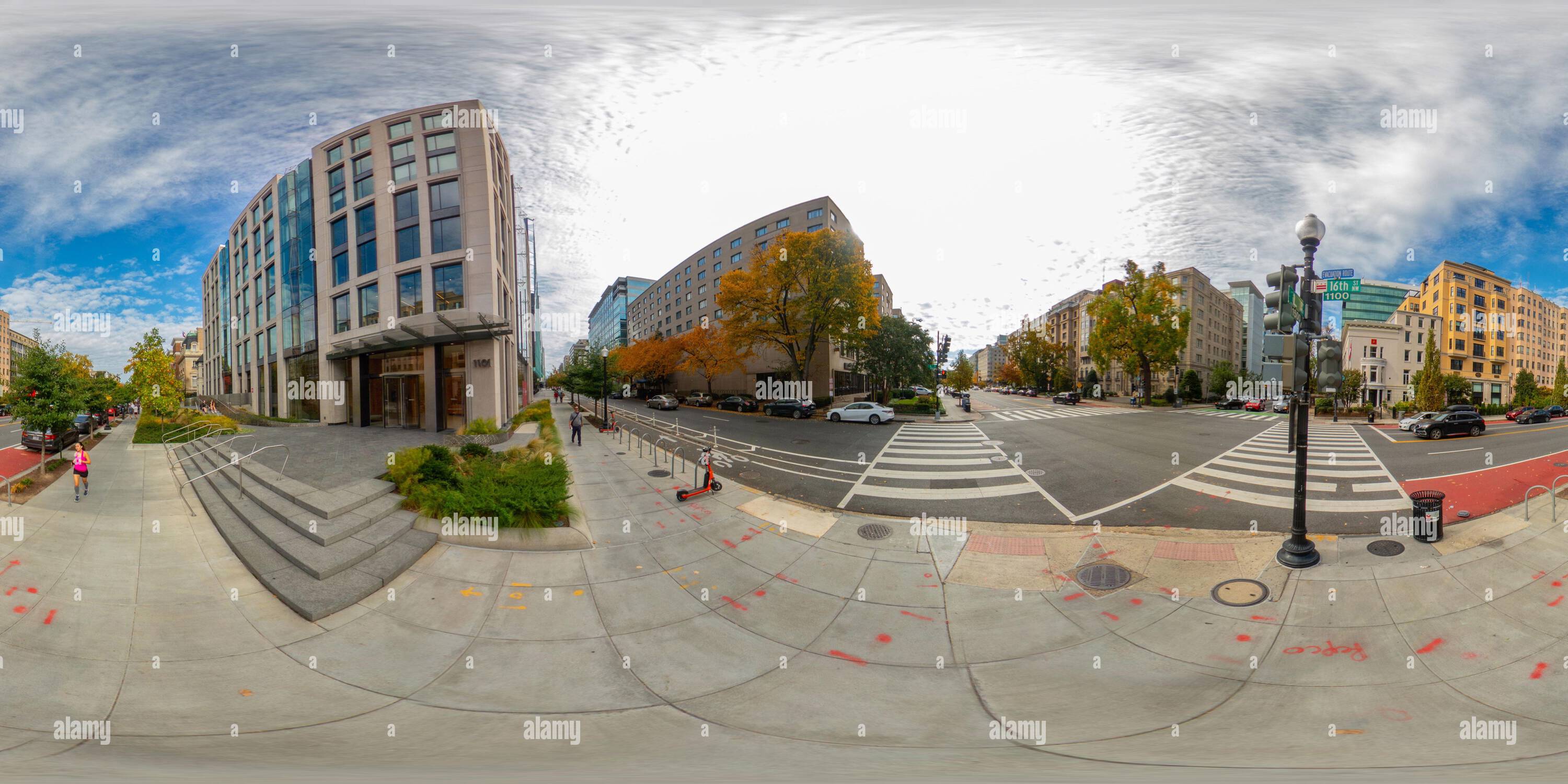 360° view of Washington DC, USA - October 28, 2023: Office building in ...