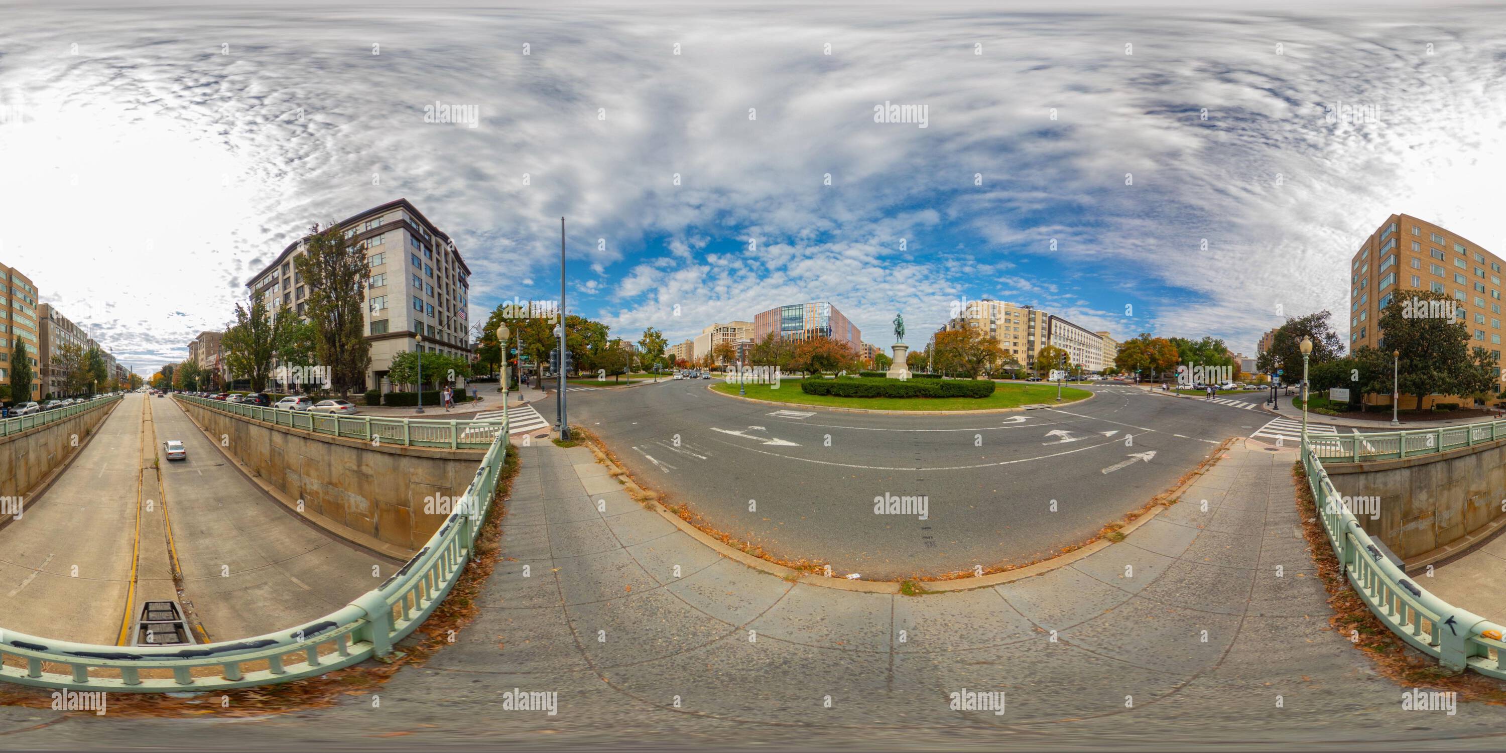 360° view of Washington DC, USA - October 28, 2023: Scott Circle NW ...