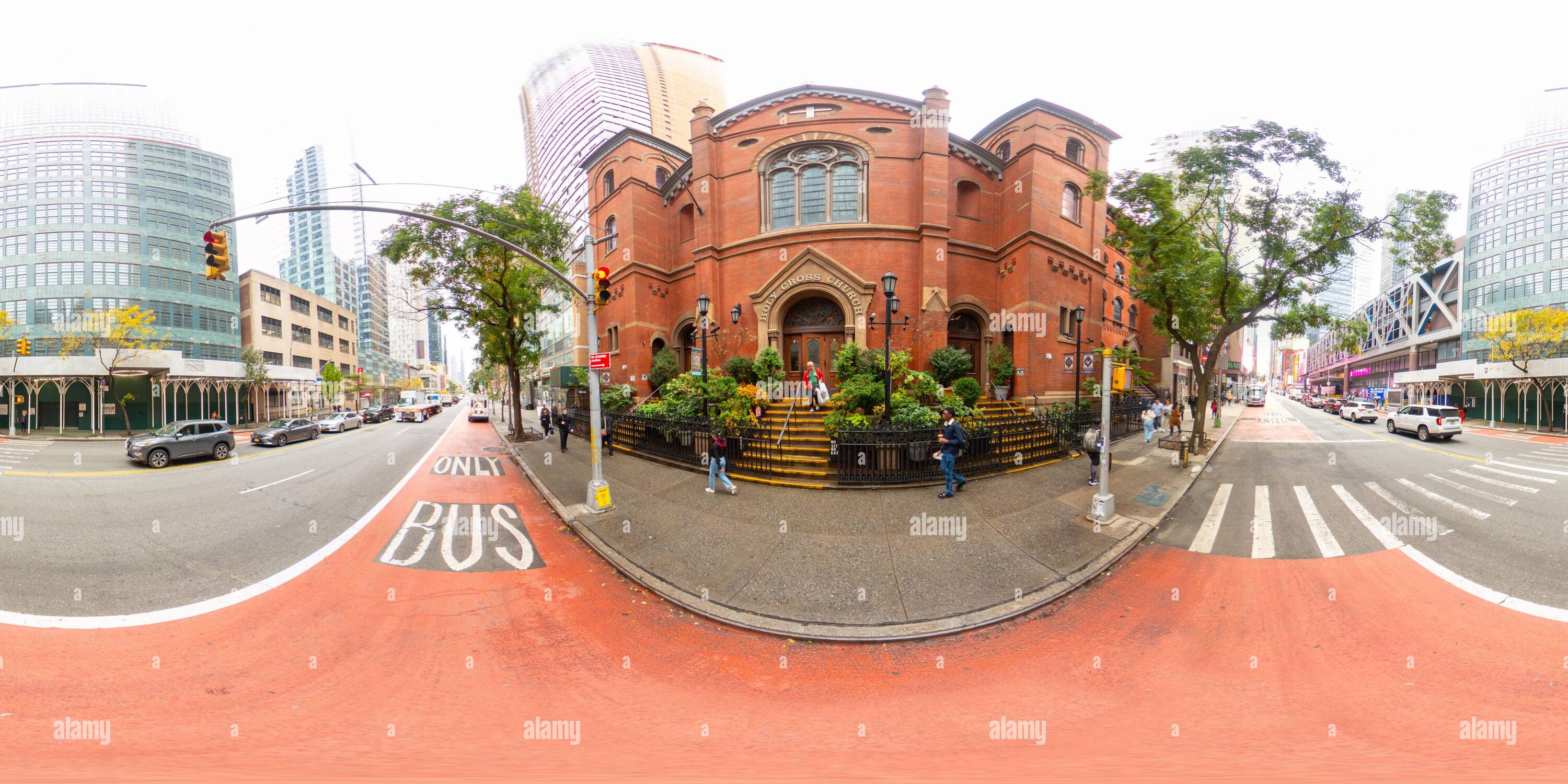 360° view of New York, NY, USA - October 27, 2023: Holy Cross Church ...