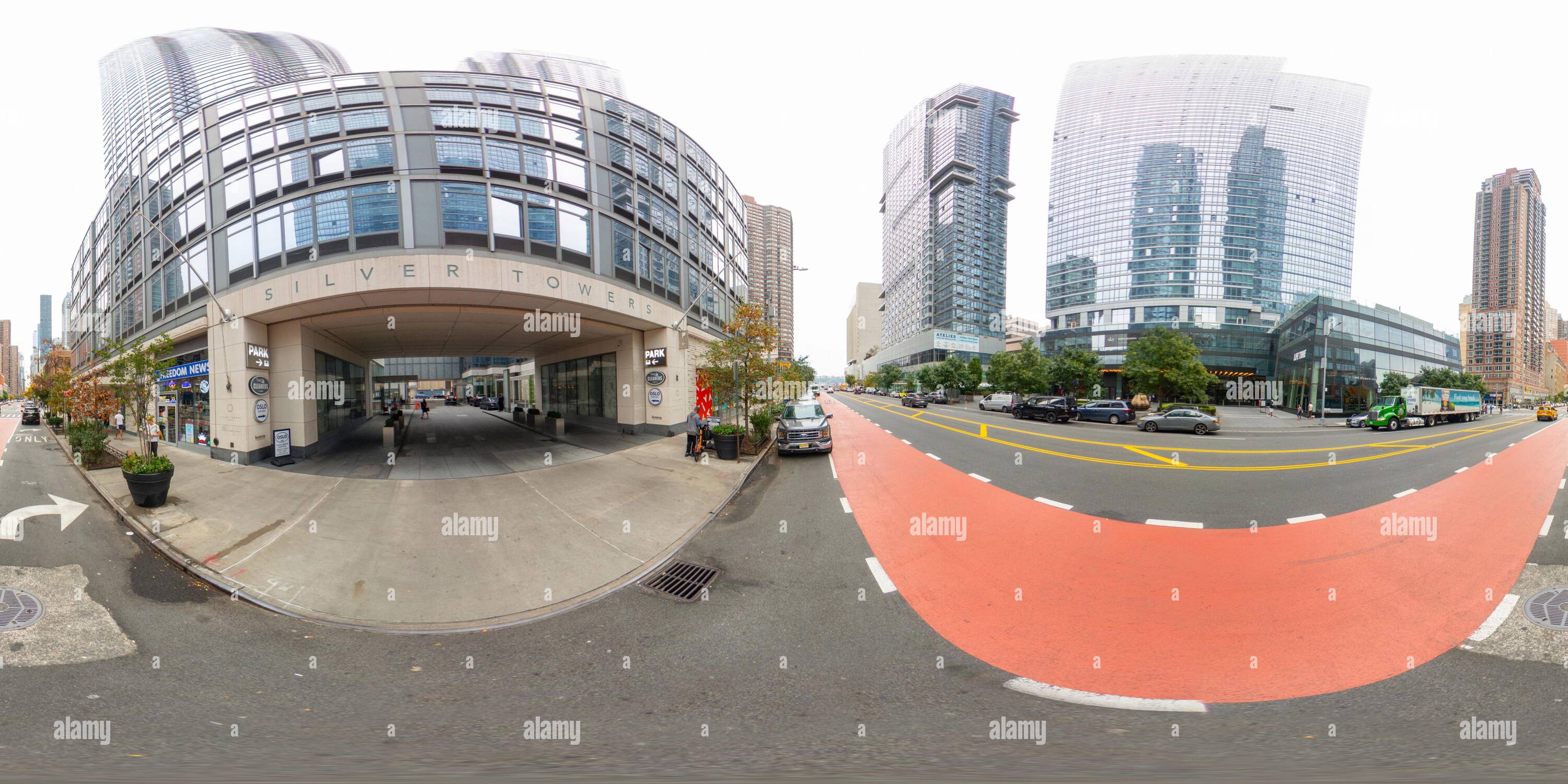 360° view of New York, NY, USA - October 27, 2023: Silver Towers New ...