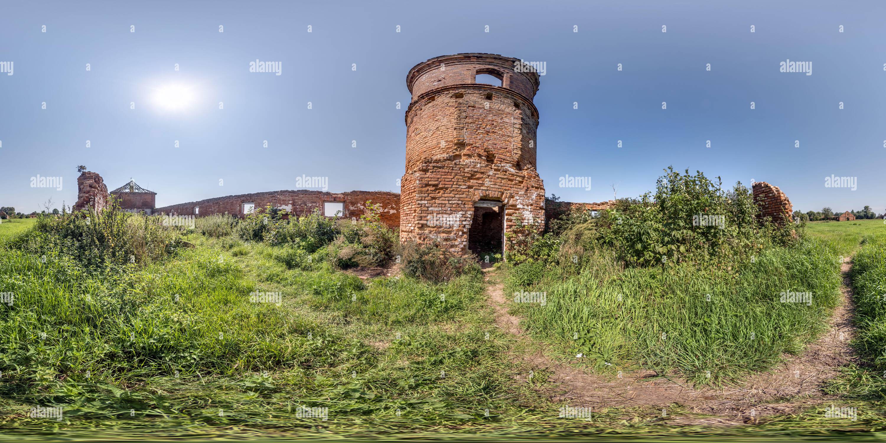 360° view of full seamless spherical hdri 360 panorama inside ruined ...