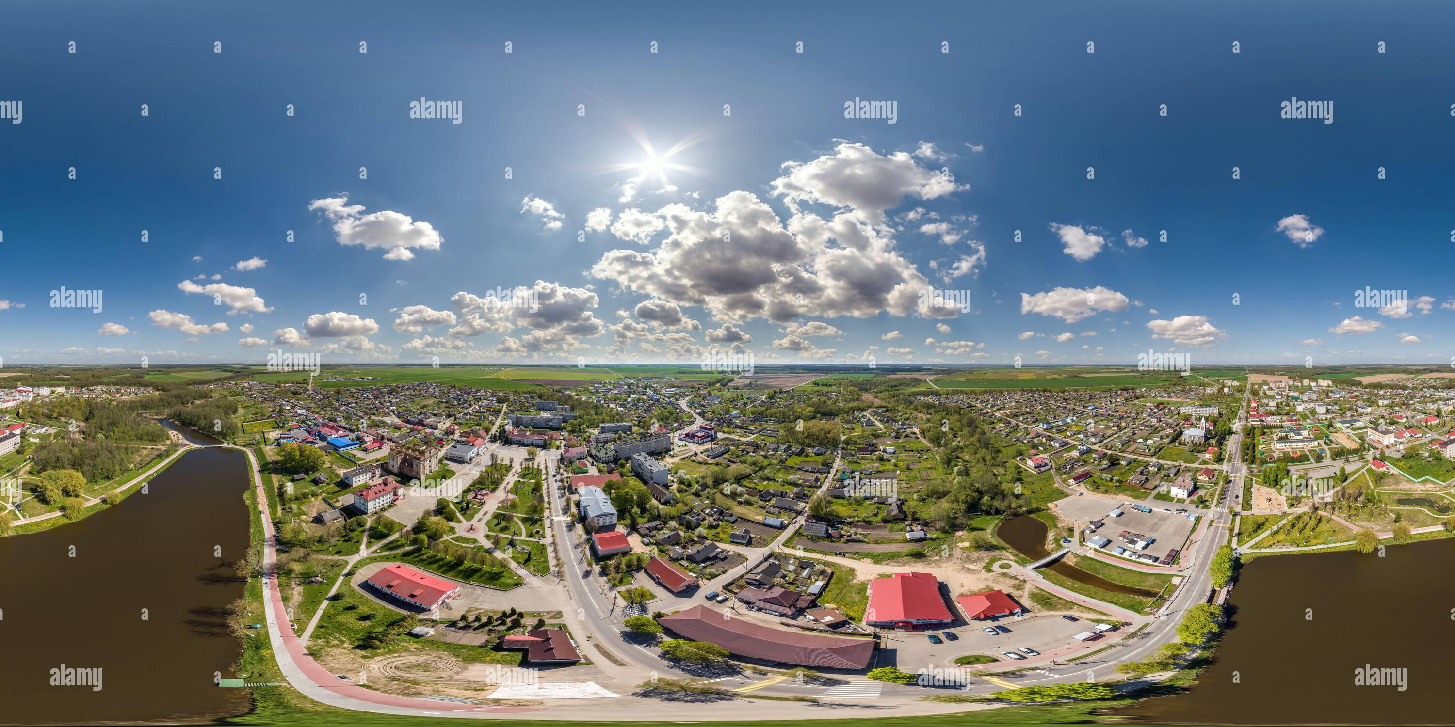 360° view of aerial hdri 360 panorama view from great height on ...