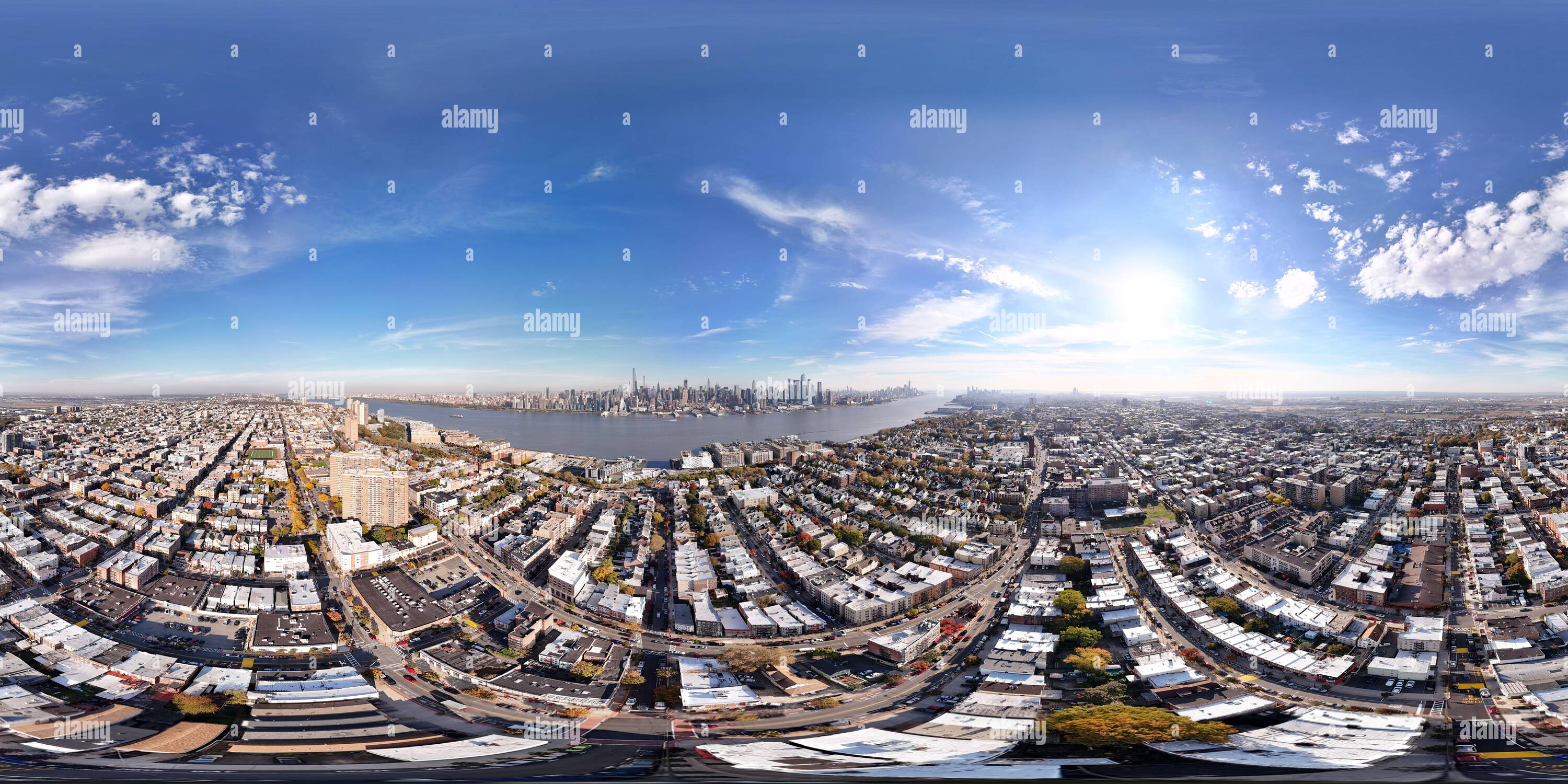360° view of Aerial panorama New Jersey Union City equirectangular ...