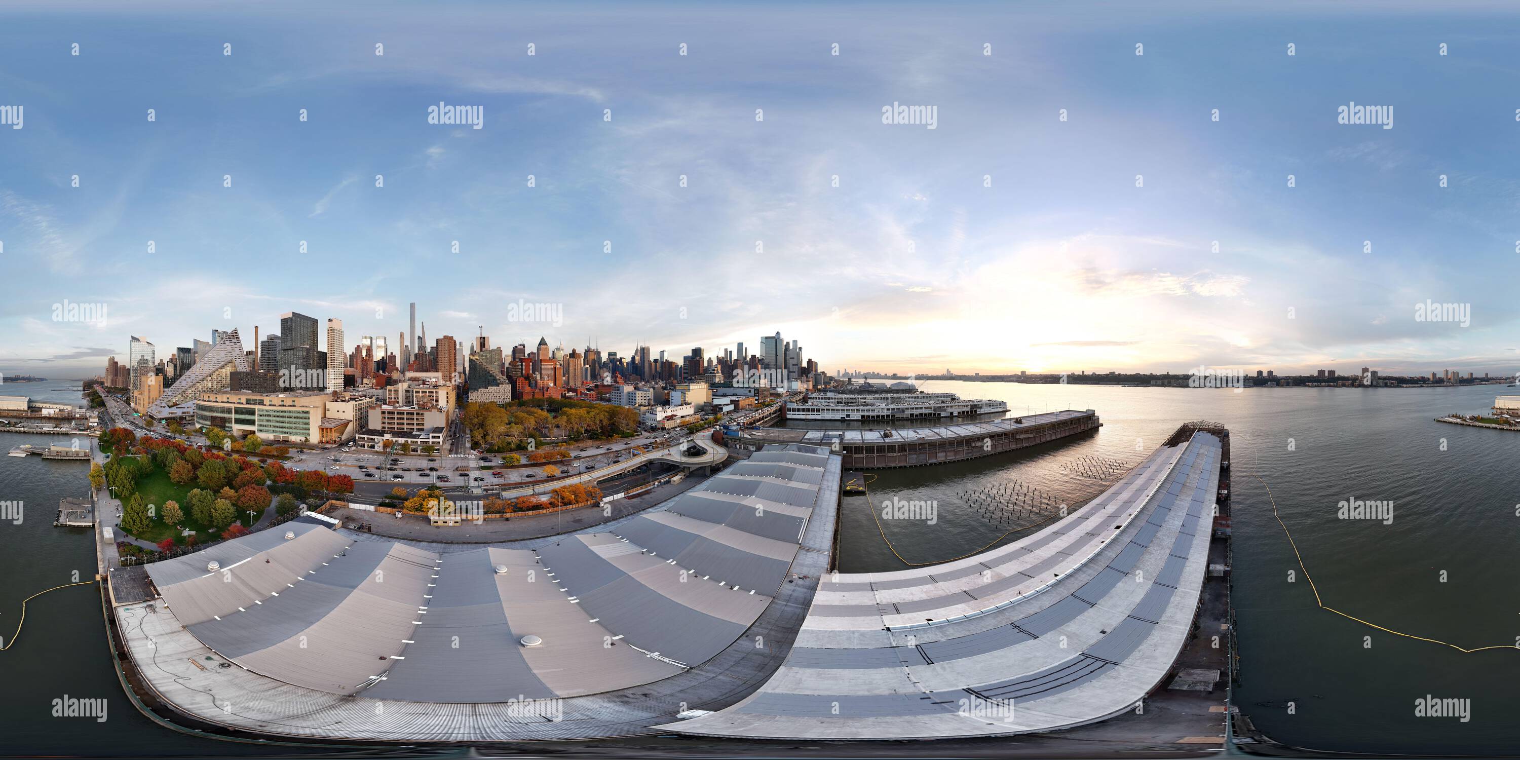 360° view of Aerial 360 equirectangular photo Chelsea Piers New York ...