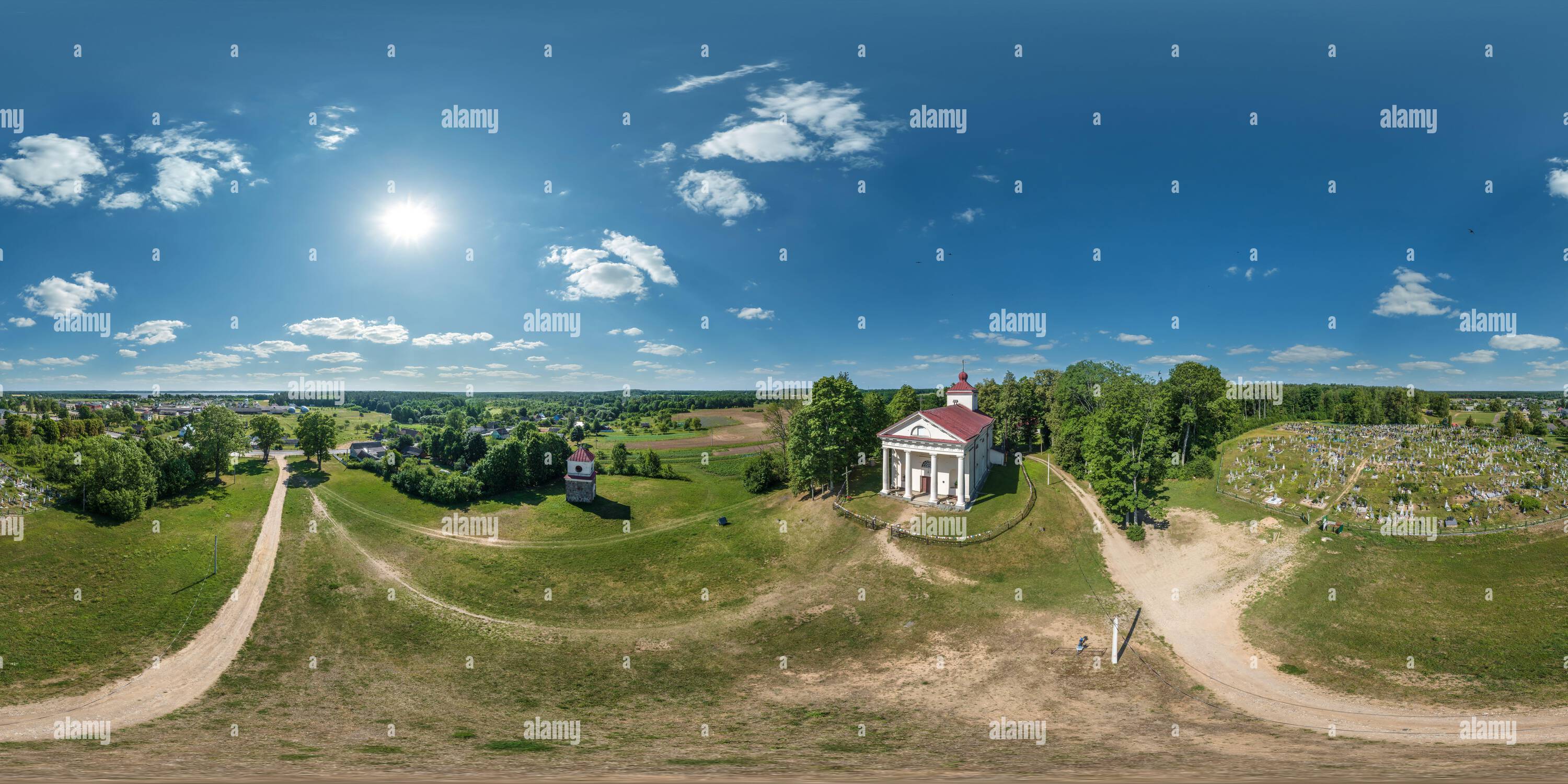 360° view of full hdri 360 panorama aerial view on neo gothic catholic ...