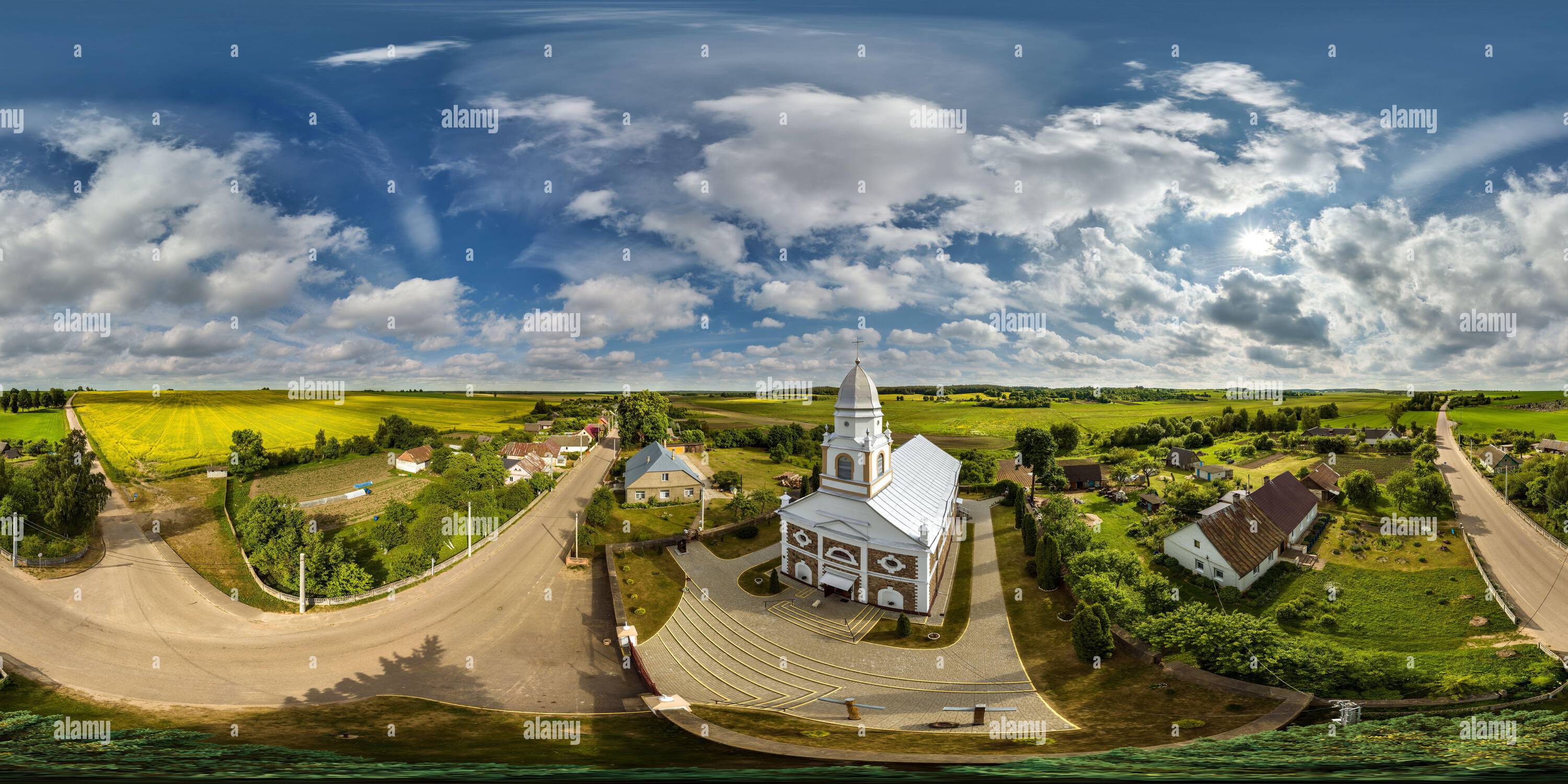 360° view of full hdri 360 panorama aerial view on red brick neo gothic ...