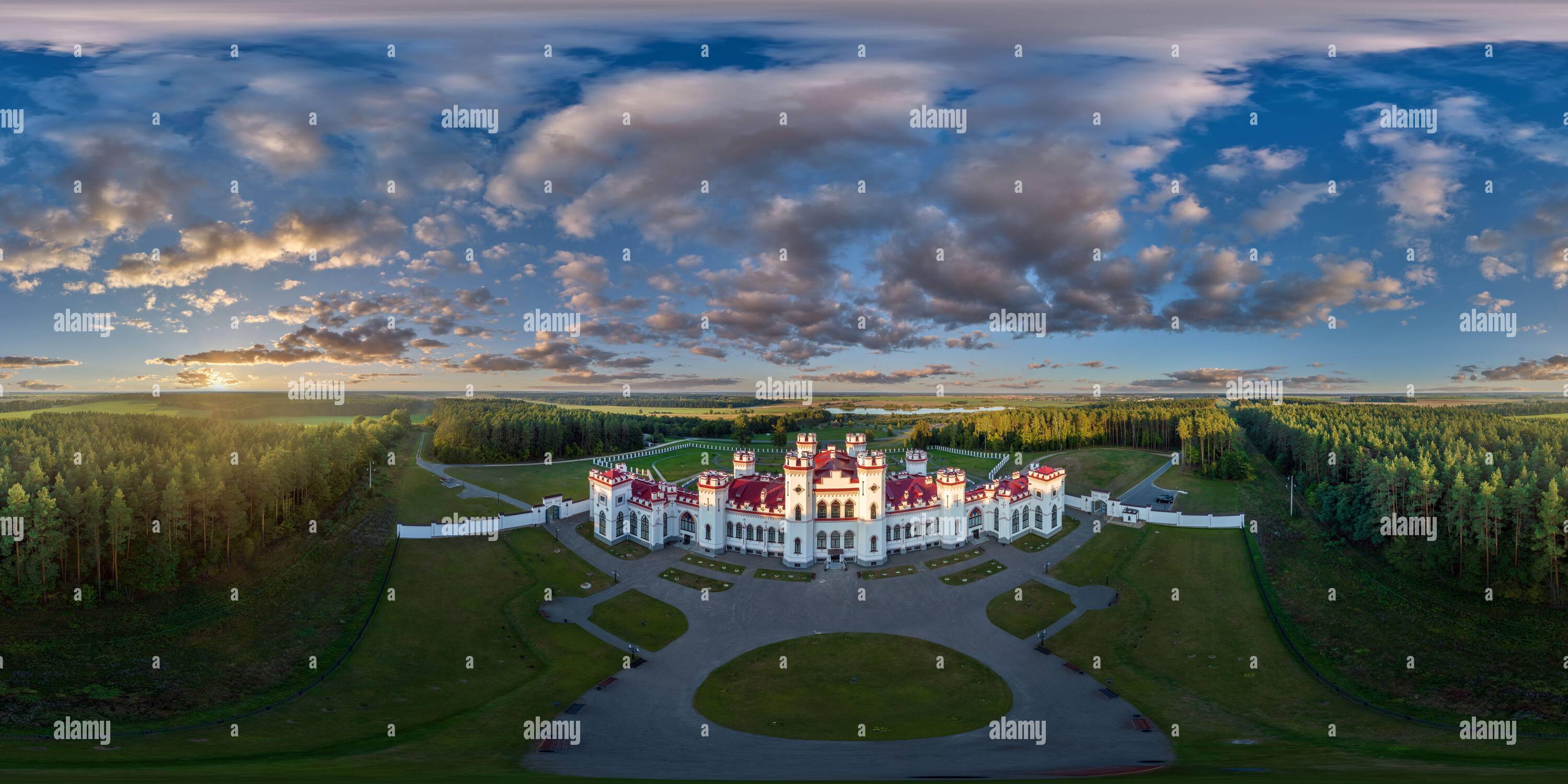 360° view of aerial evening seamless spherical hdri 360 panorama ...