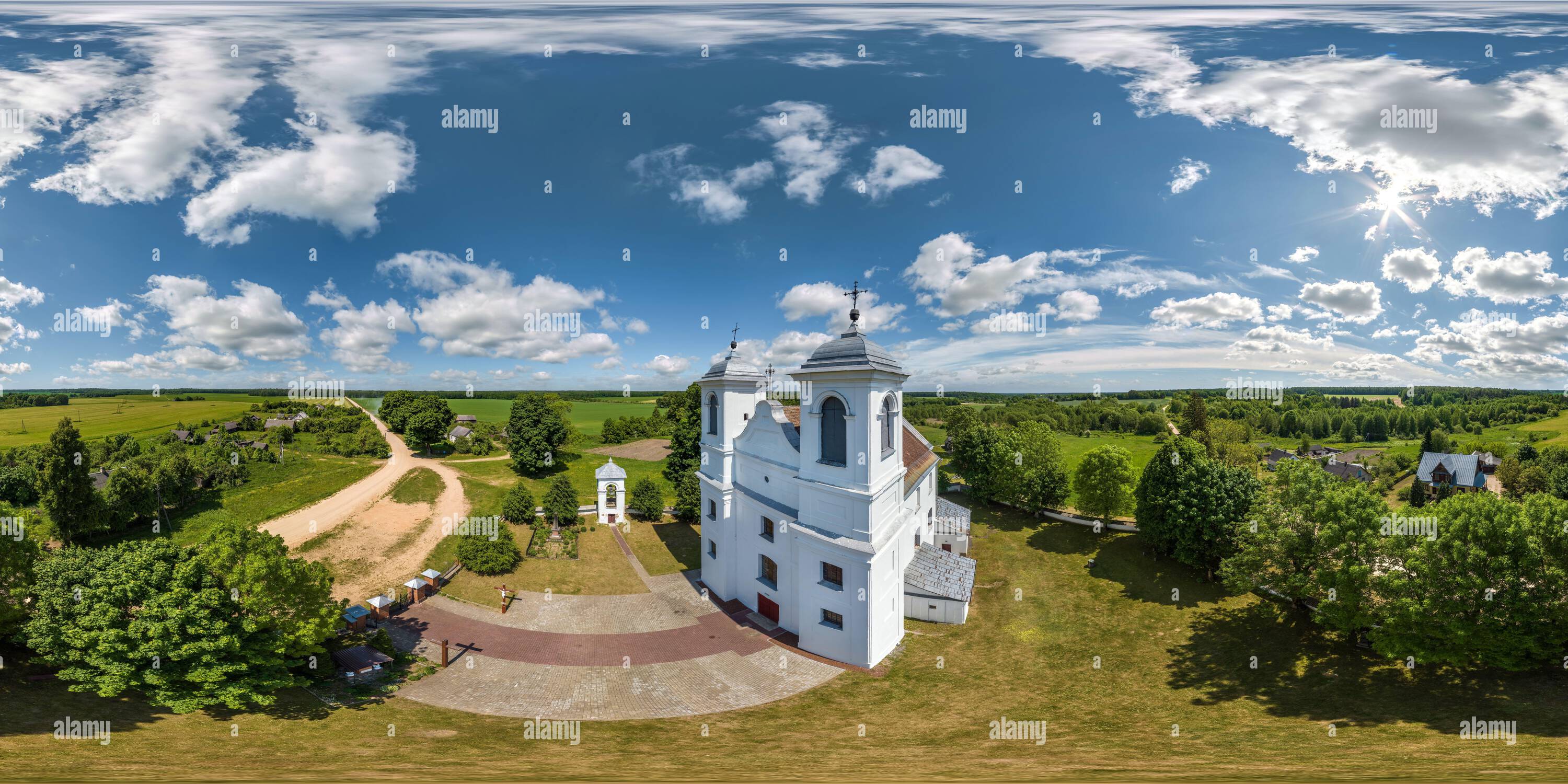 360° view of full hdri 360 panorama aerial view on red brick neo gothic ...
